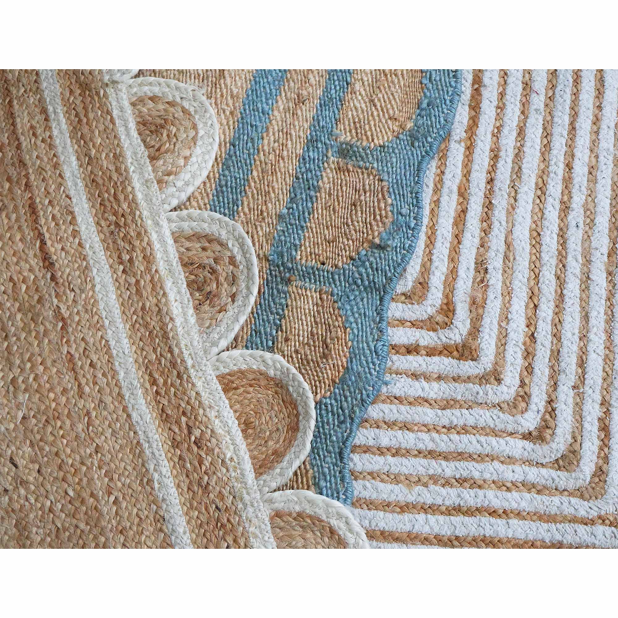 Woven Jute Stripe Rug | Rectangular Woven Jute Stripe Bedroom Rug