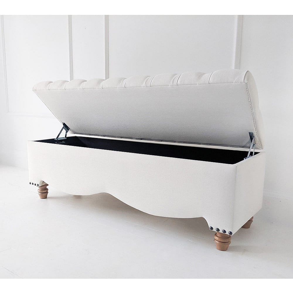 A Million Dreams Ivory Ottoman | Ivory Upholstered Bedroom Storage ...