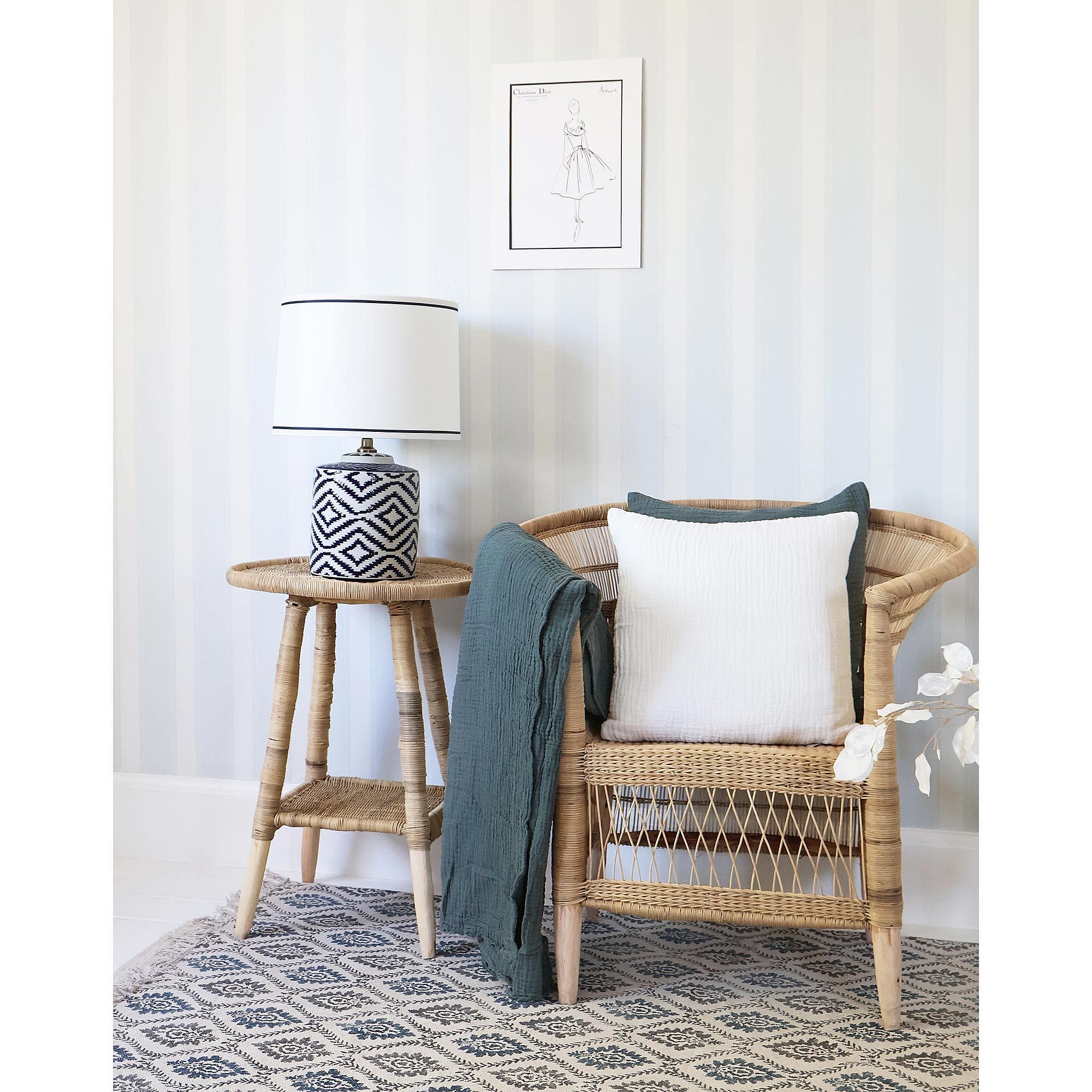 Apricity Dusk Blue Crinkle Throw | Crinkle Cotton Muslin Throw in Blue