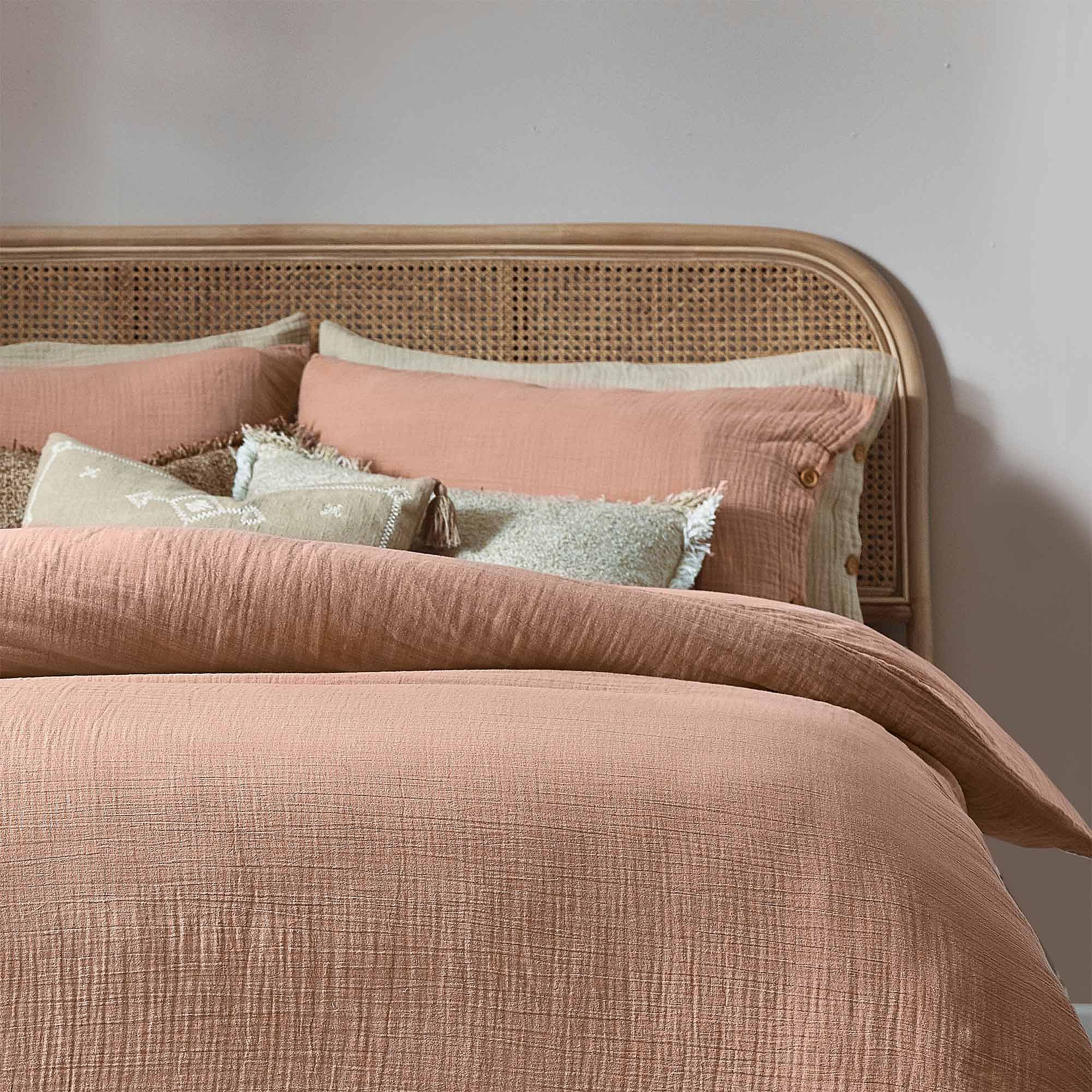 Apricity Peach Fuzz Crinkle Bed Linen Set | Ultra Soft, Double Layer Cotton Bed Linen Set in ...