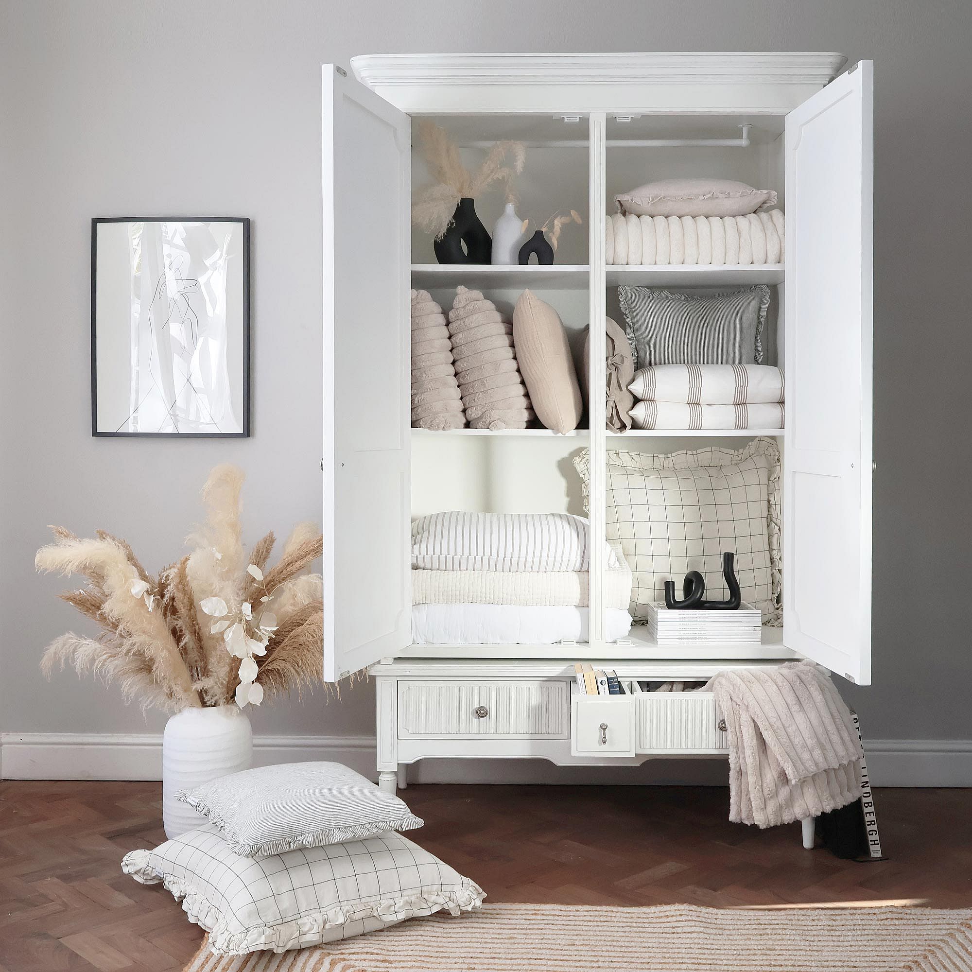 Avenue Blanc 2-Door French Armoire | Antique Hand-Painted 2-Door French ...