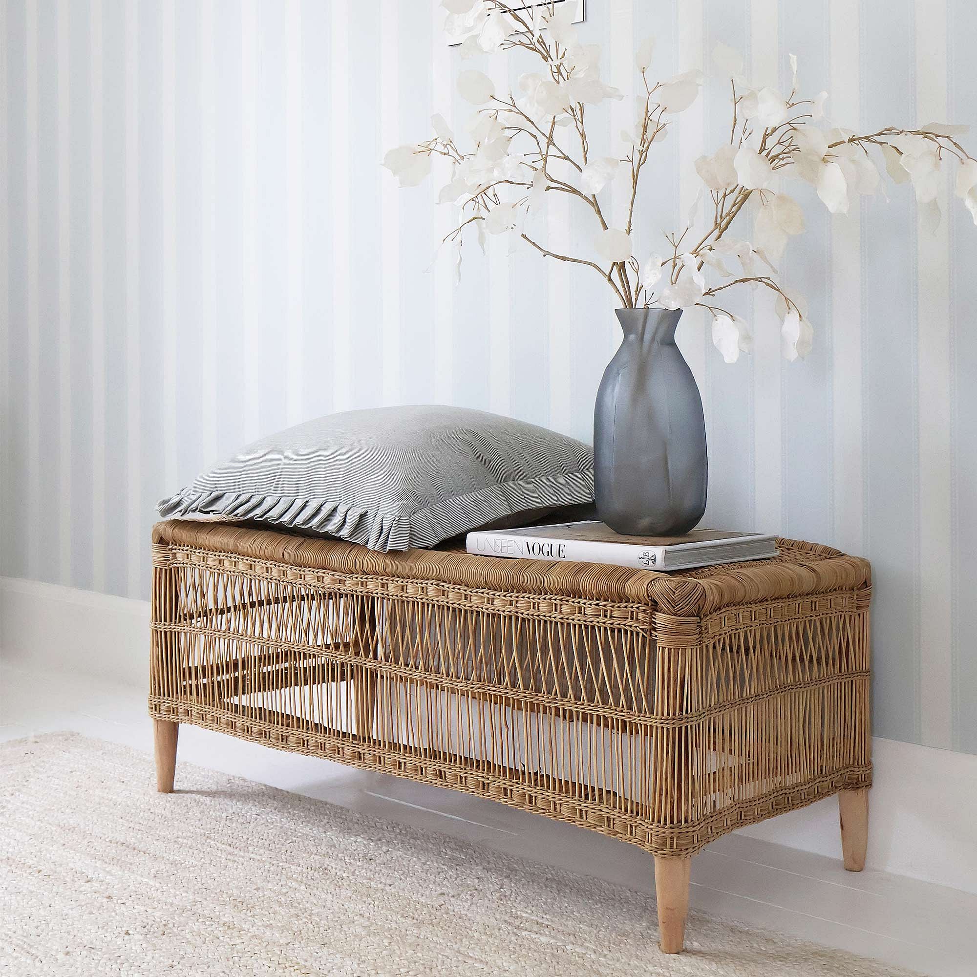 Barnaby Striped Charcoal Cushion | Charcoal Pleated Stripe Cushion made from Recycled Cotton