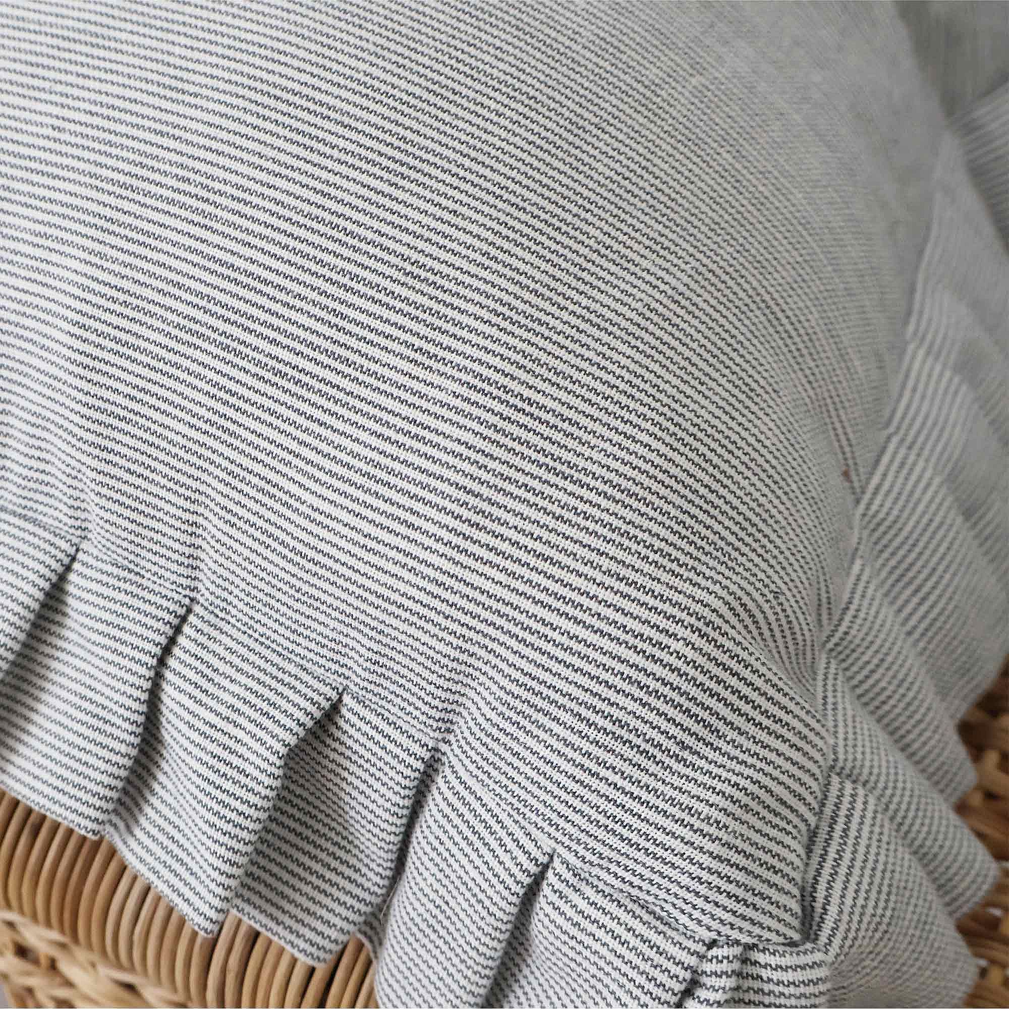 Barnaby Striped Charcoal Cushion | Charcoal Pleated Stripe Cushion made from Recycled Cotton