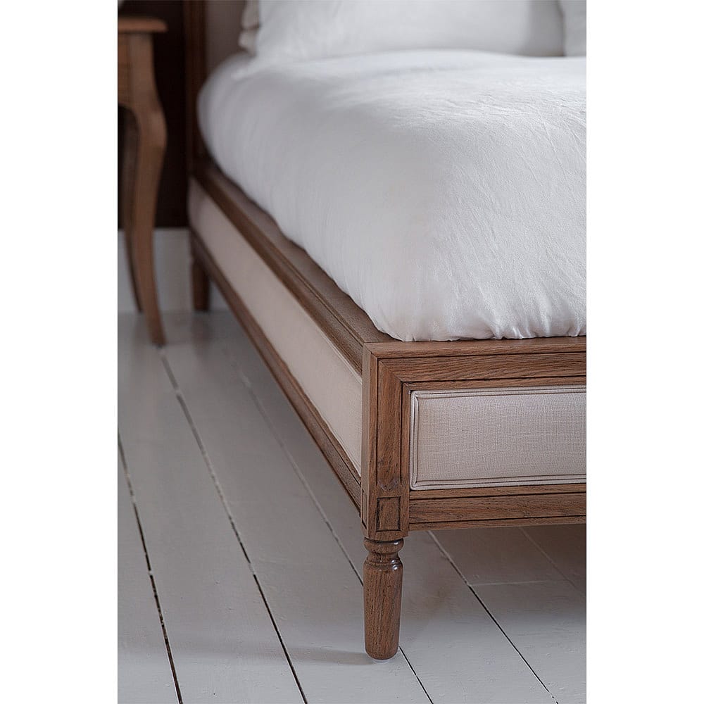 Love Story Naturelle Bed | Contemporary Oak Frame and Natural Linen Bed