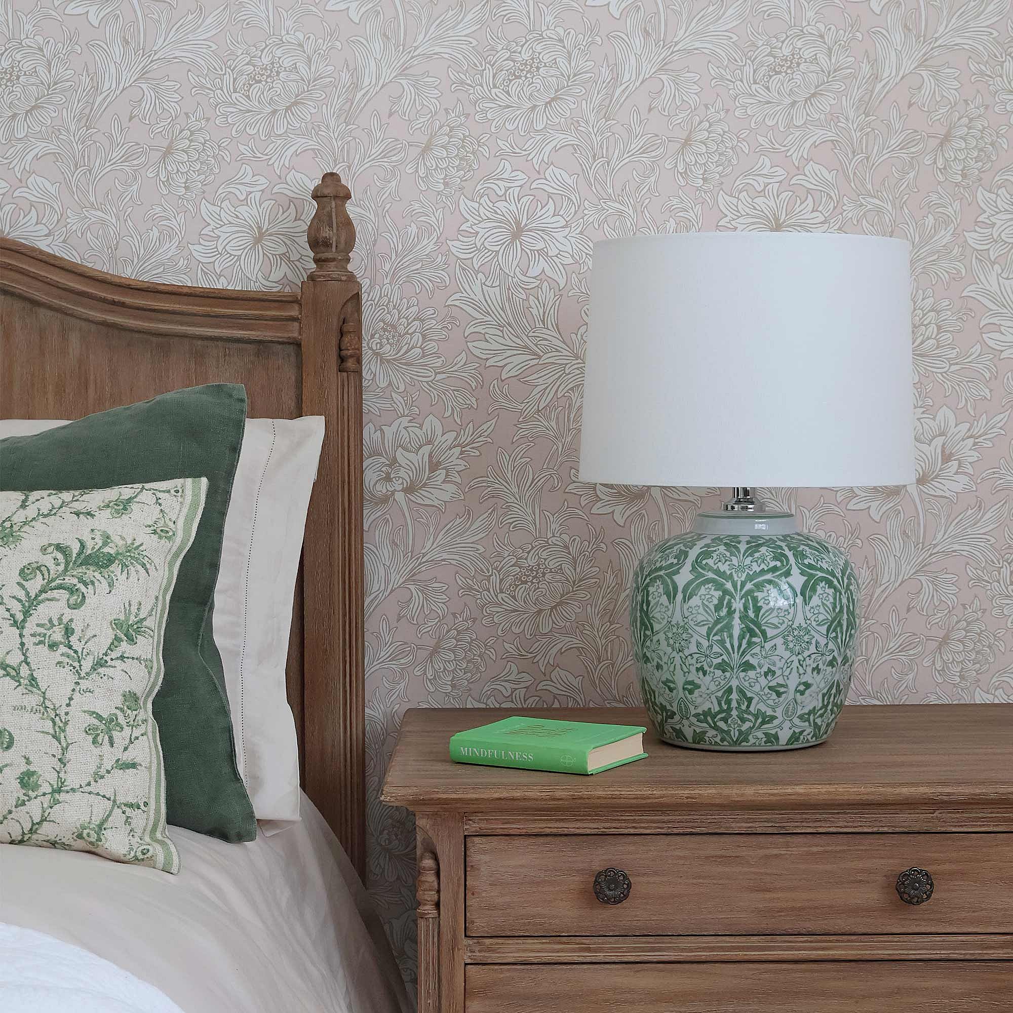 Botanical Olive Ceramic Table Lamp | Olive Green and White Paisley ...