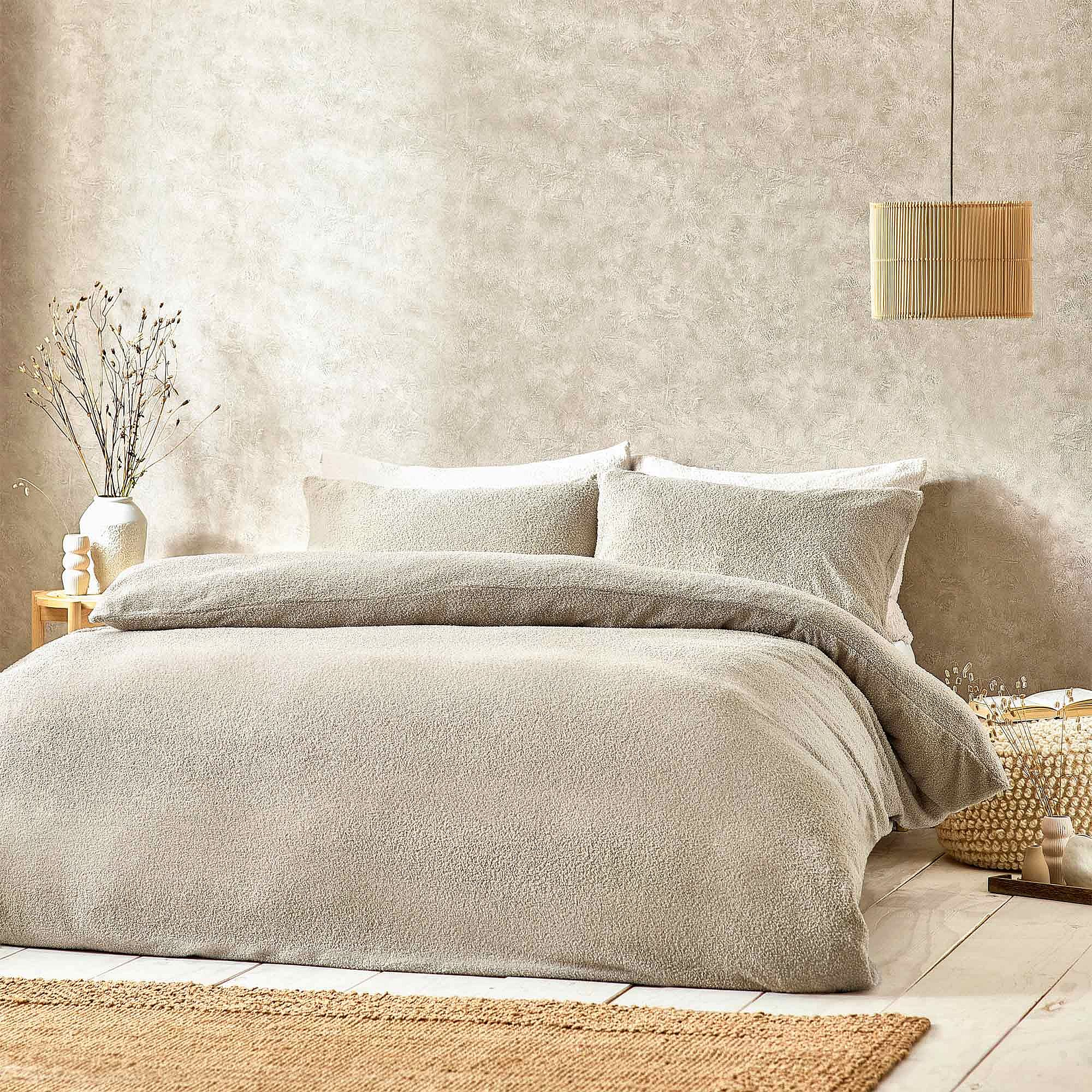 Bouclé Bed Linen Set in Natural | Neutral Boulce Duvet Cover Set