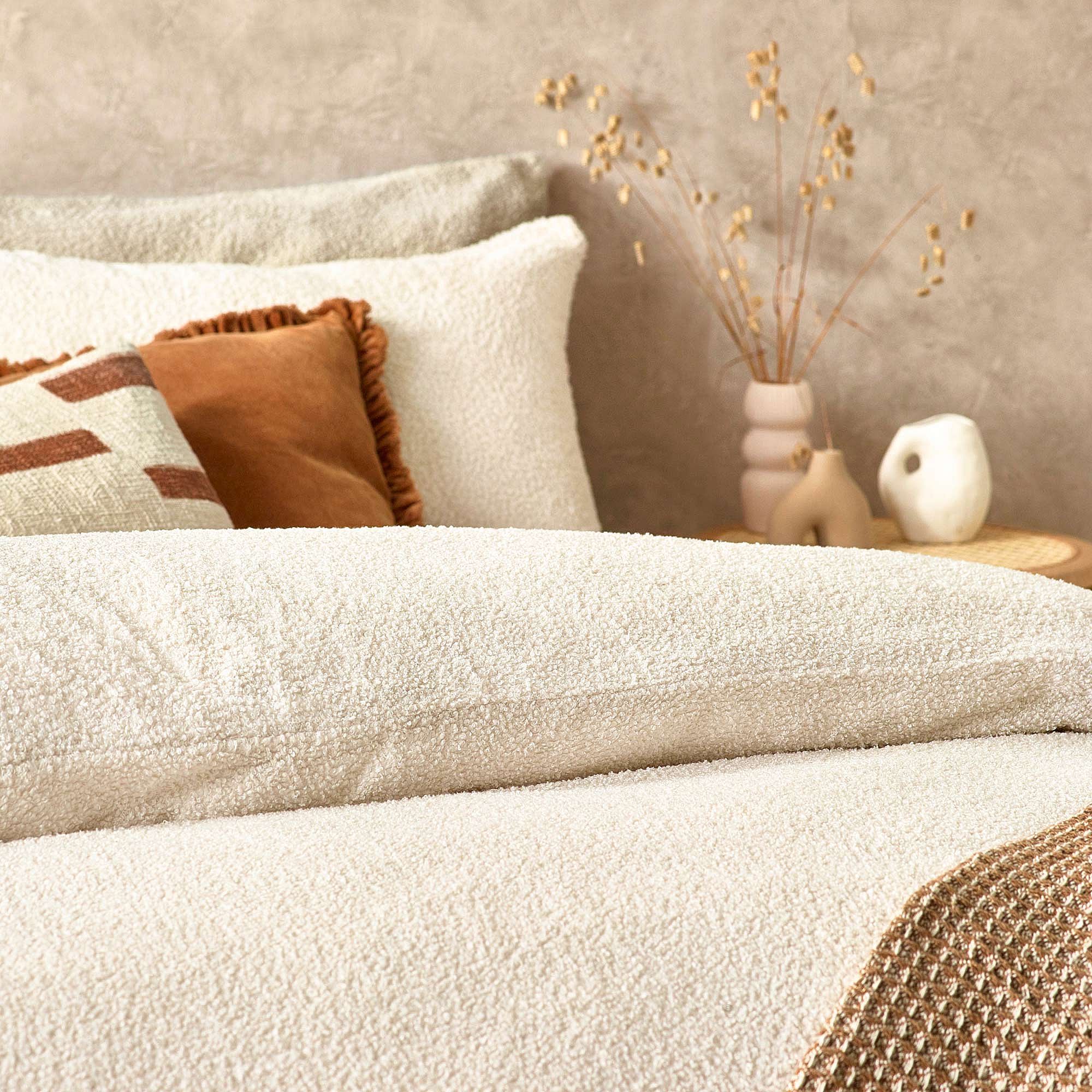 Bouclé Bed Linen Set in Oyster | Neutral Bouclé Duvet Cover Set