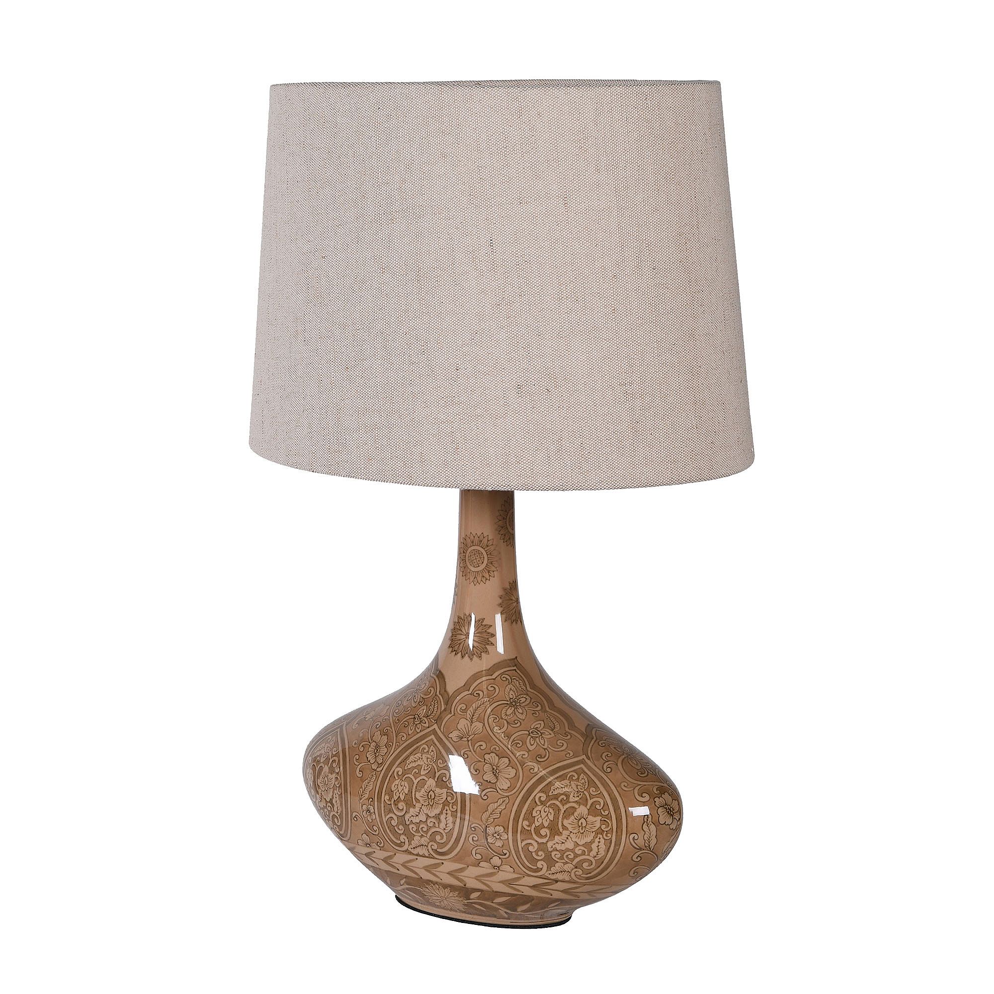 Brown Henna Ceramic Lamp | Brown Mehndi Henna Ceramic Table Lamp with ...