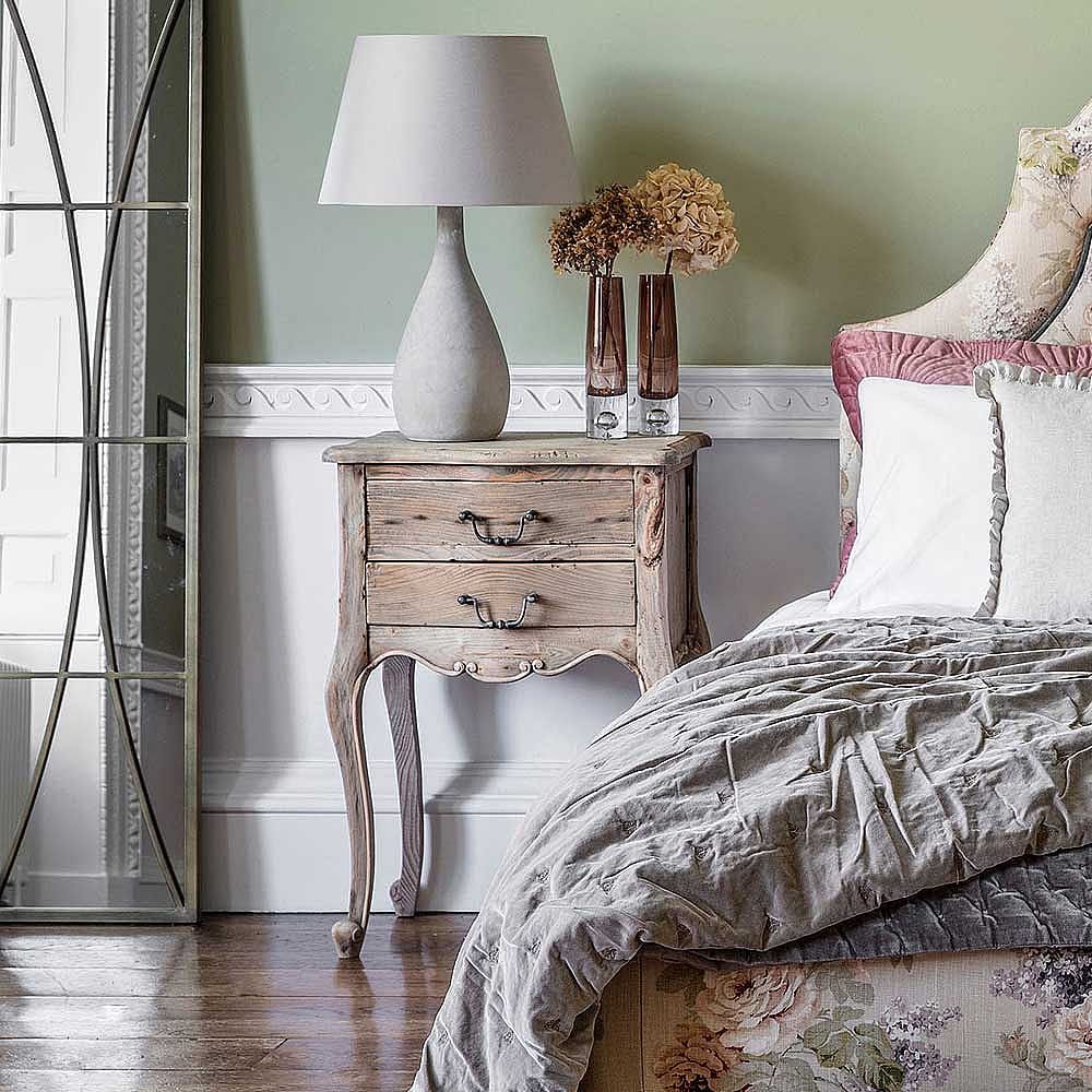 Chateauneuf Rustic Bedside Table | Distressed Reclaimed Wood French ...