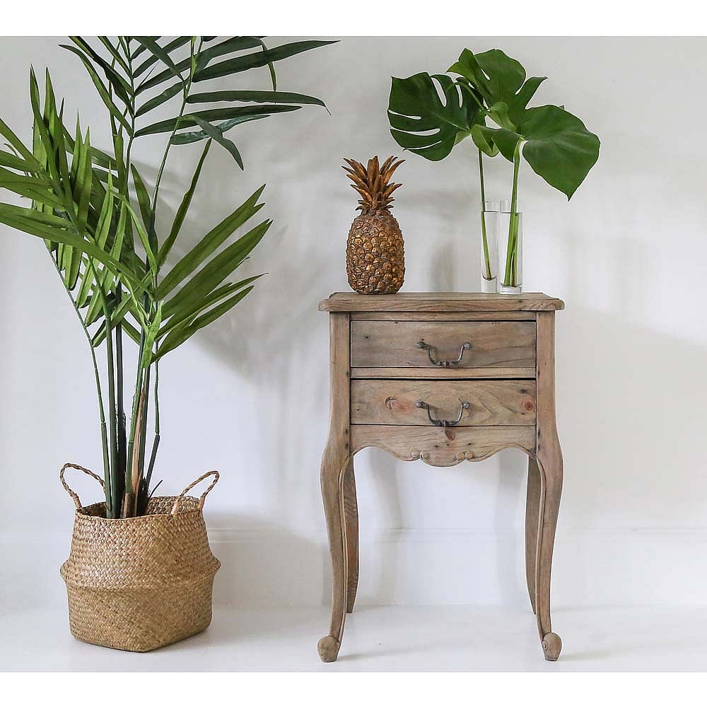 Chateauneuf Rustic Bedside Table | Distressed Reclaimed Wood French ...