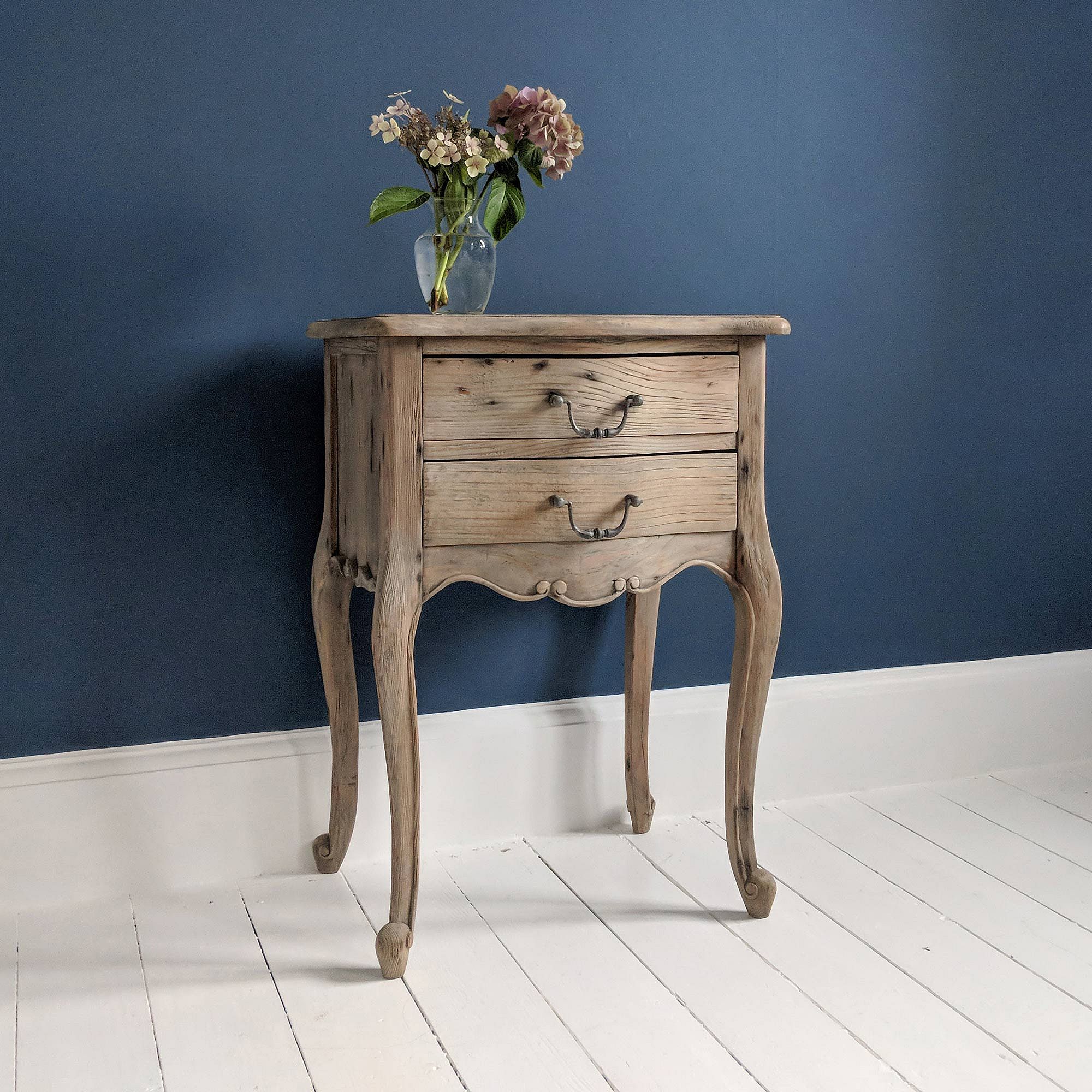 Chateauneuf Rustic Bedside Table | Distressed Reclaimed Wood French ...