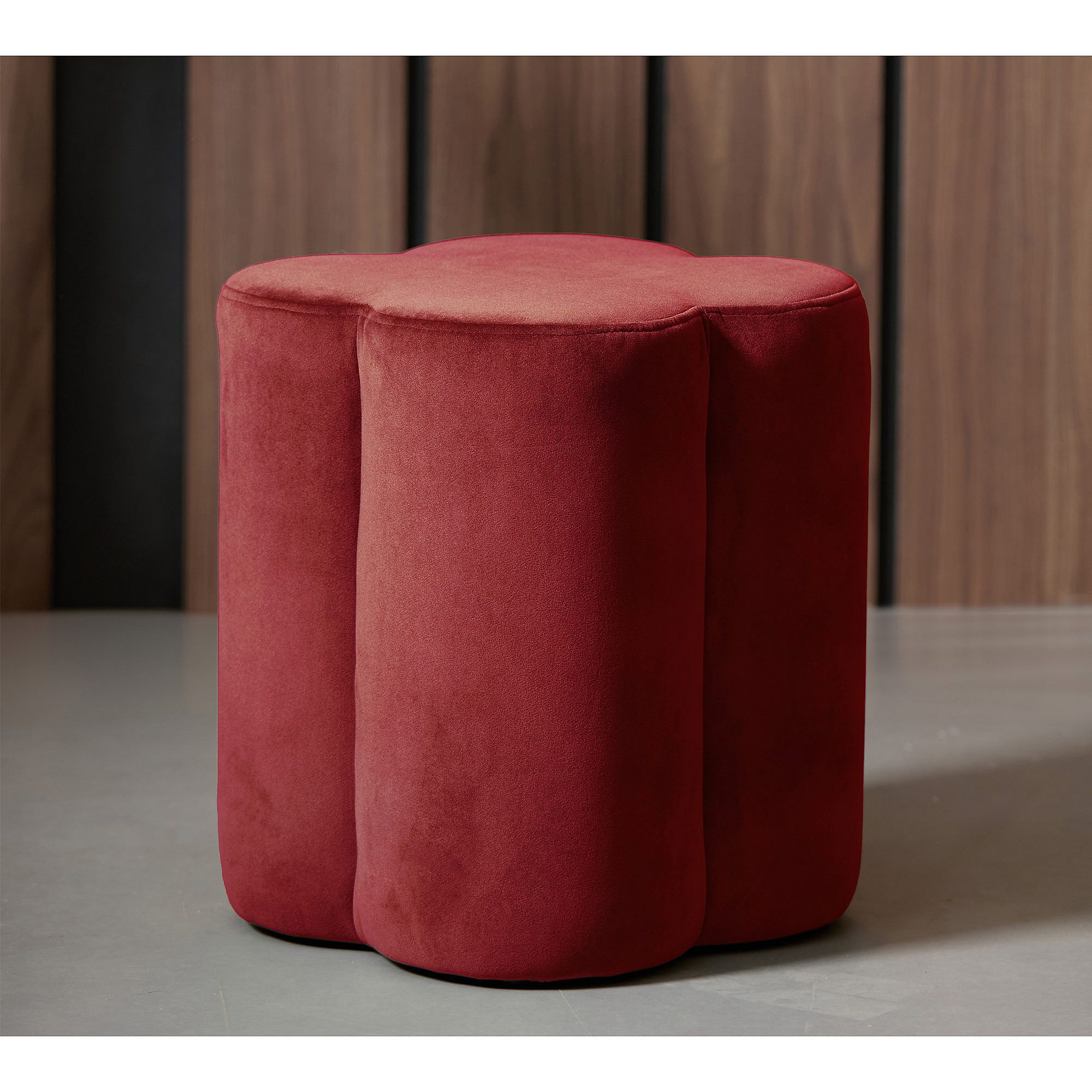 Clover Pouffe in Berry Velvet | Clover Design Velvet Bedroom Stool in ...