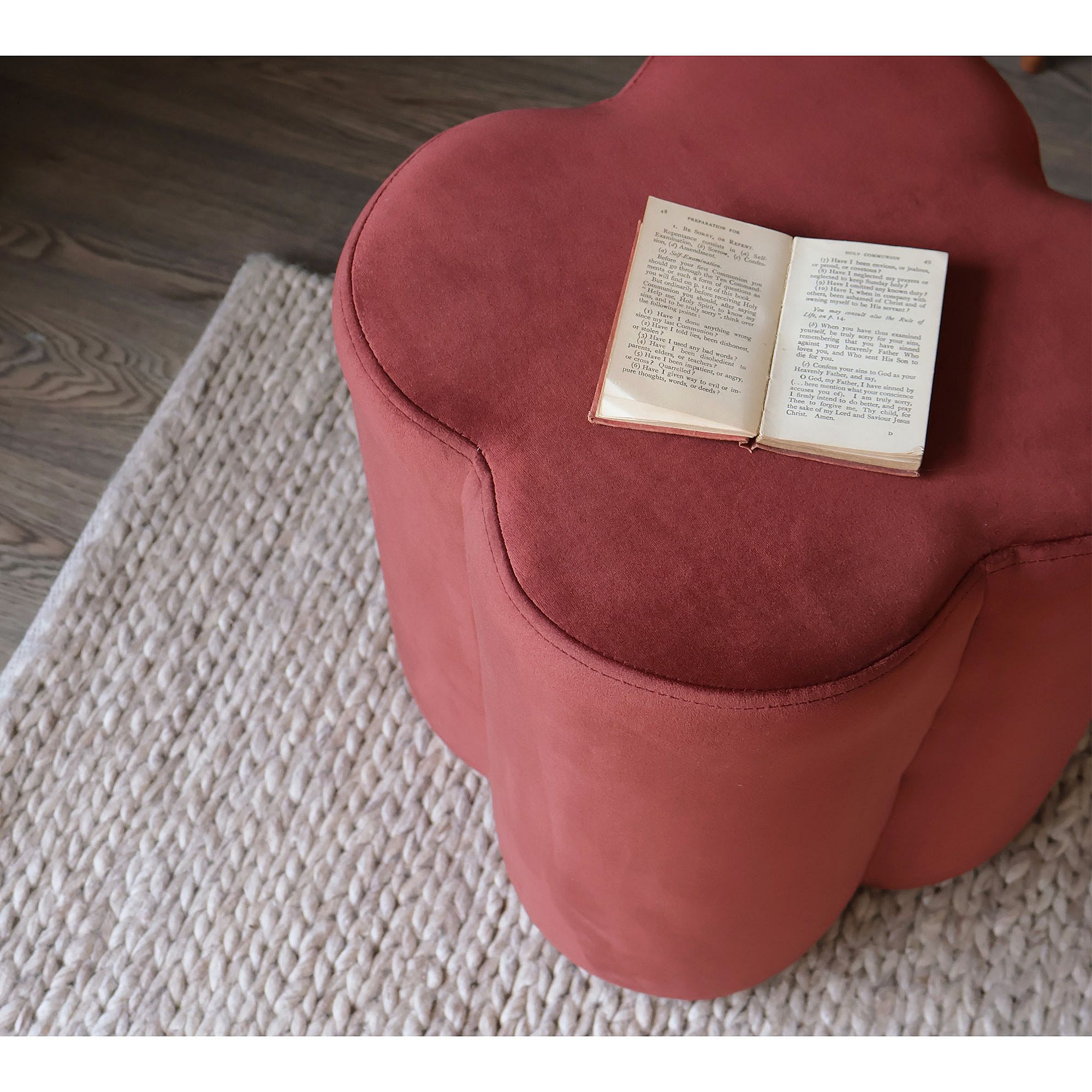 Clover Pouffe in Berry Velvet | Clover Design Velvet Bedroom Stool in ...