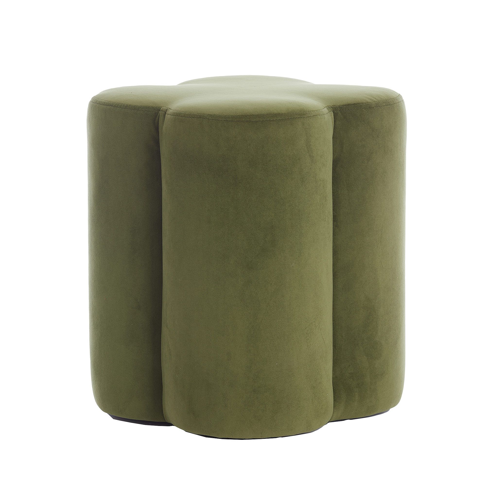 Clover Pouffe in Olive Velvet | Clover Design Velvet Bedroom Stool in Green