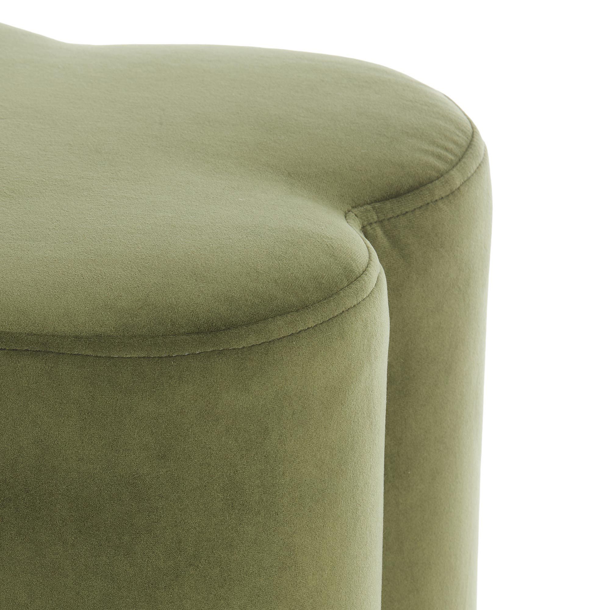 Clover Pouffe in Olive Velvet | Clover Design Velvet Bedroom Stool in Green