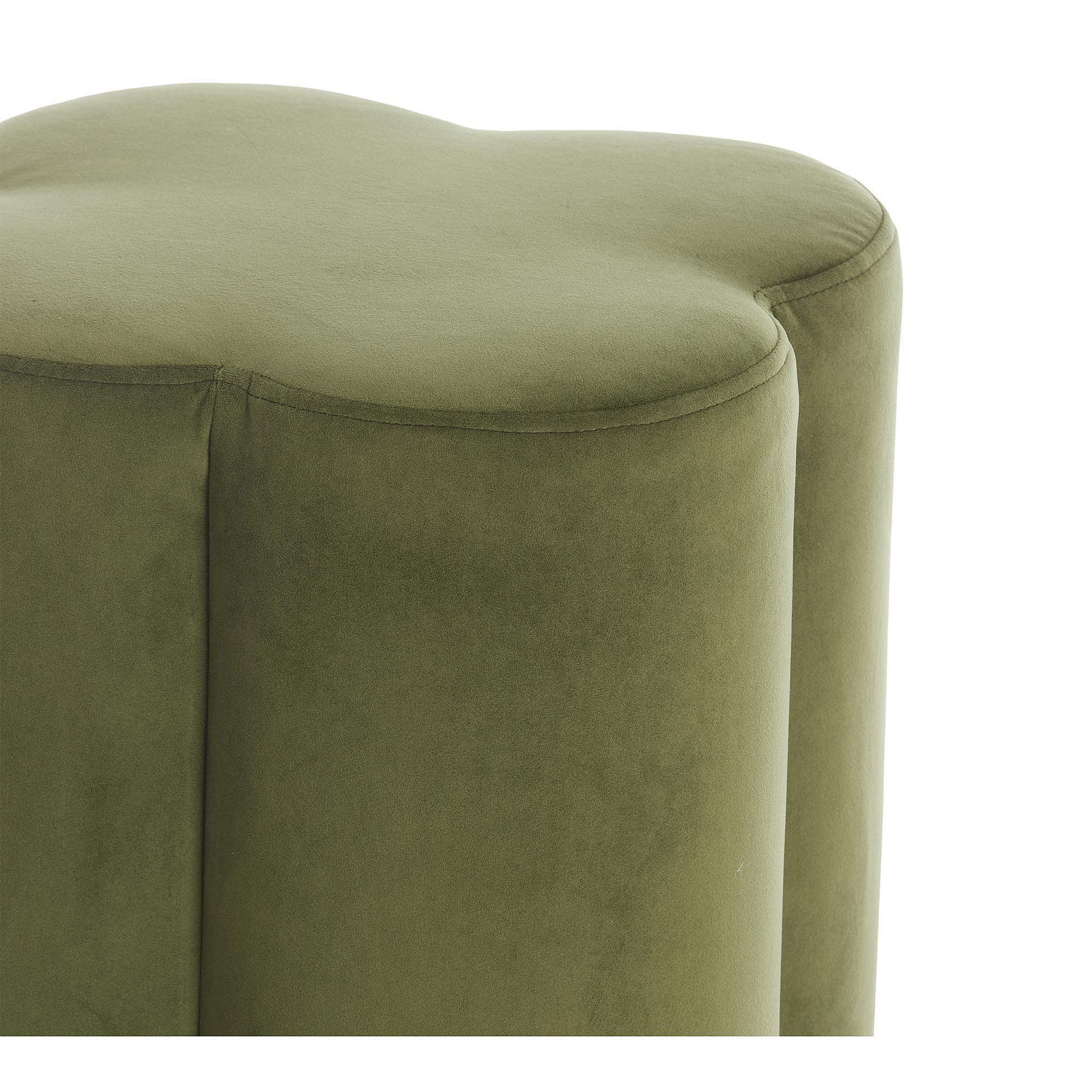 Clover Pouffe in Olive Velvet | Clover Design Velvet Bedroom Stool in Green