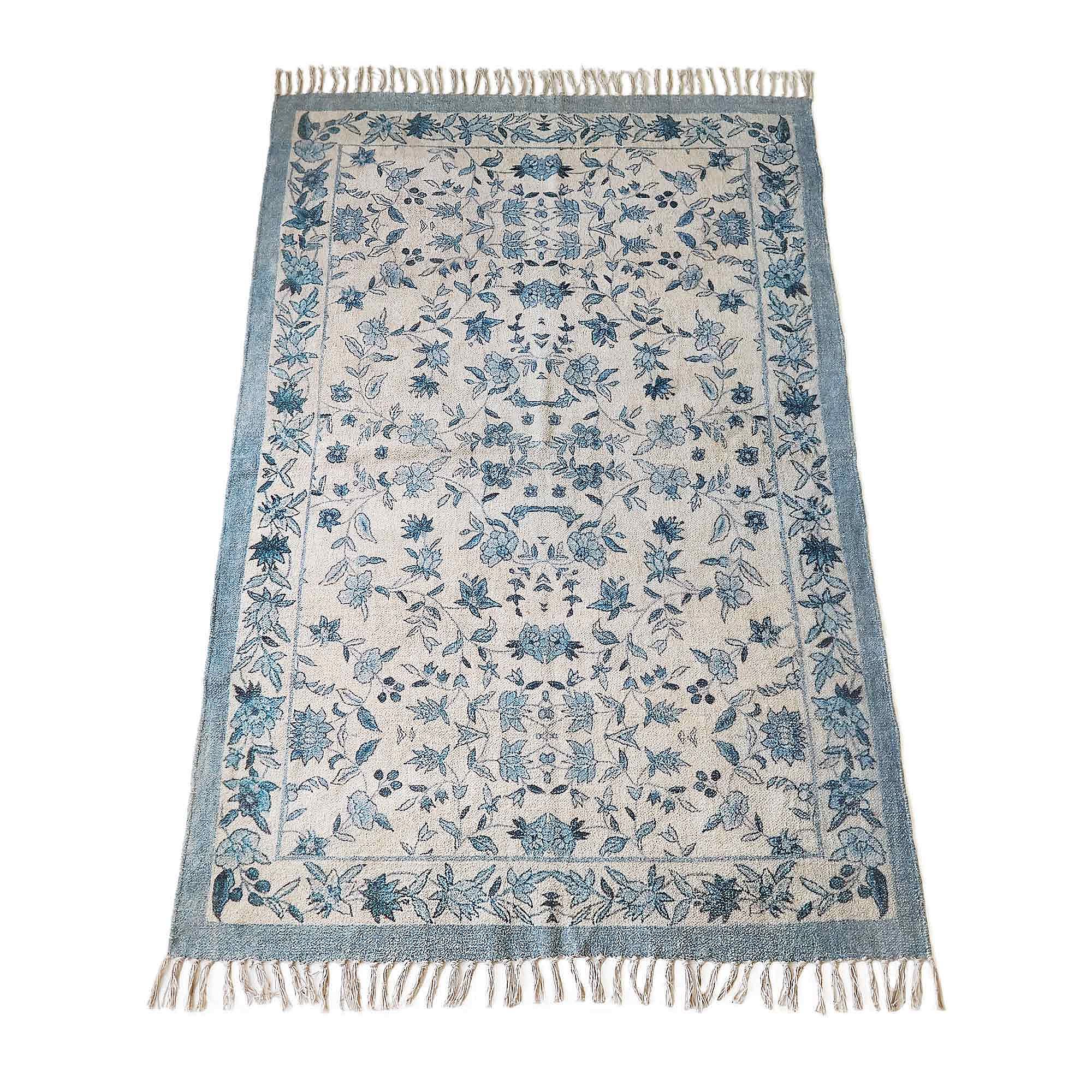 Delft Blue Floral Rug | Delft Style Rug with Blue Floral Pattern
