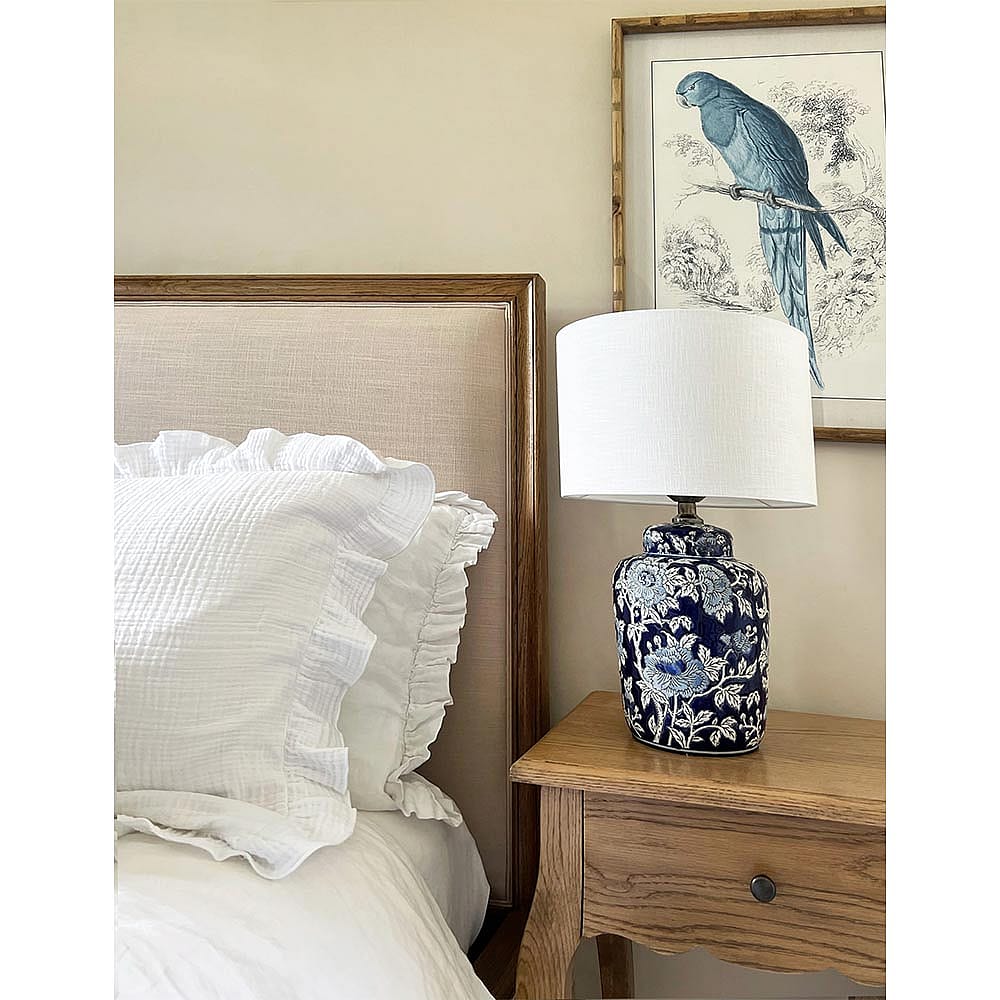 Fleur Blue Ceramic Table Lamp | Blue Floral Ceramic Table Lamp with ...