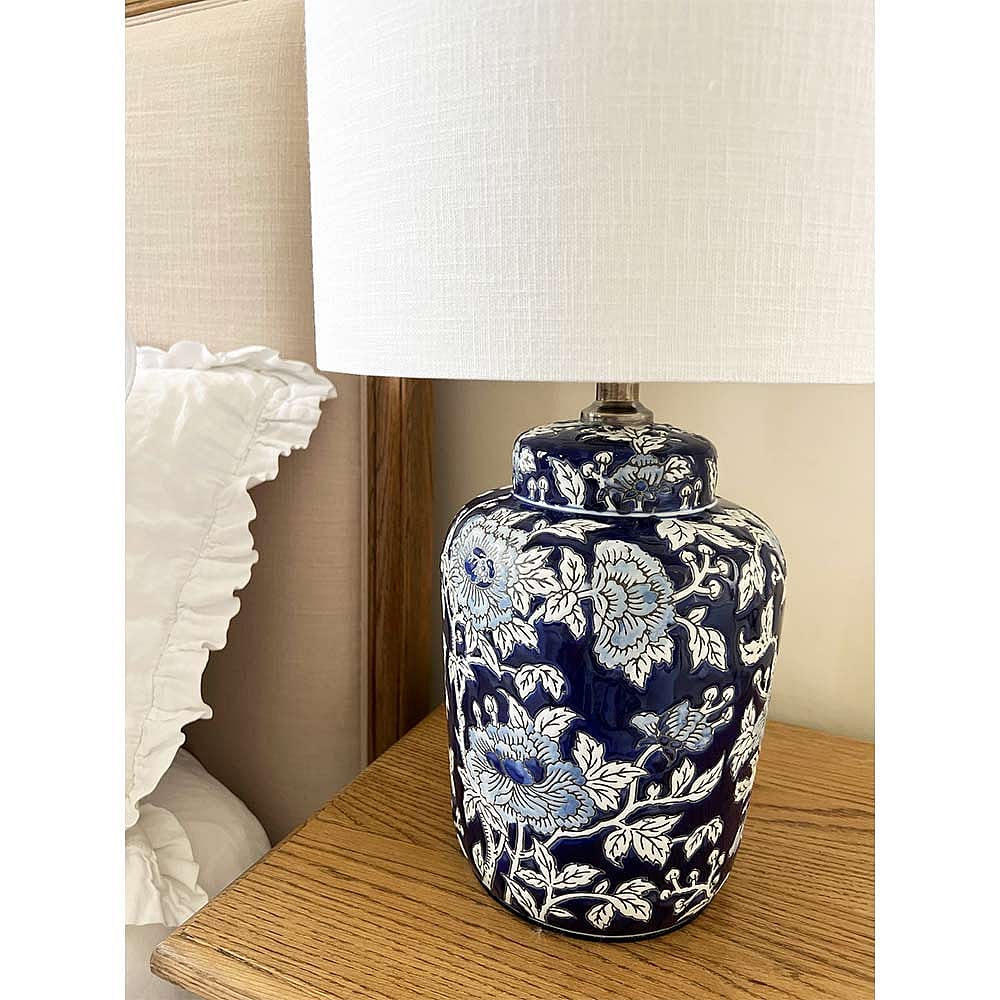 Fleur Blue Ceramic Table Lamp | Blue Floral Ceramic Table Lamp with ...