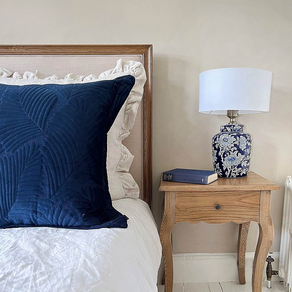 Fleur Blue Ceramic Table Lamp | Blue Floral Ceramic Table Lamp with ...