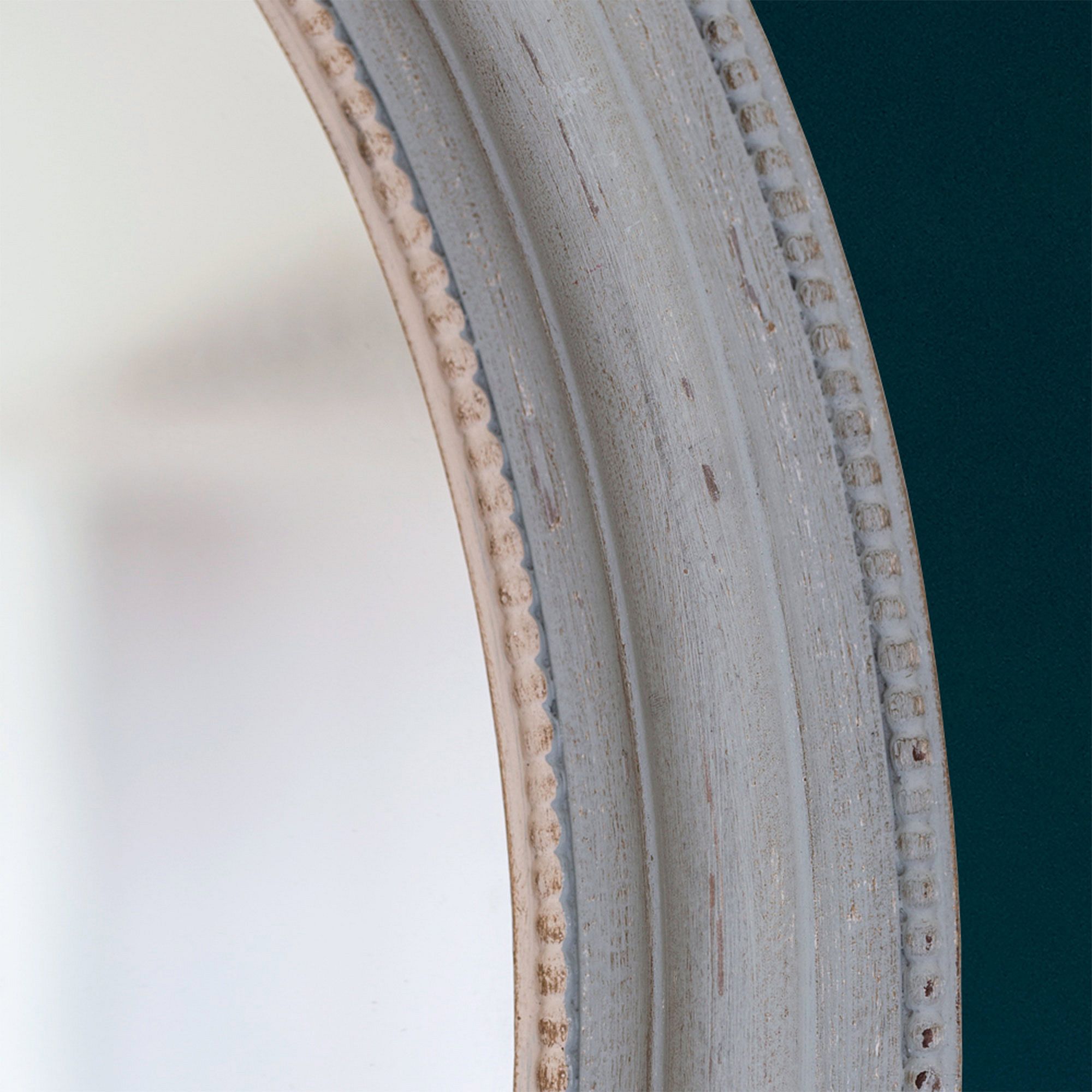 Frenchie Blue Grey Wall Mirror | Pale Grey Oval Wall Mirror