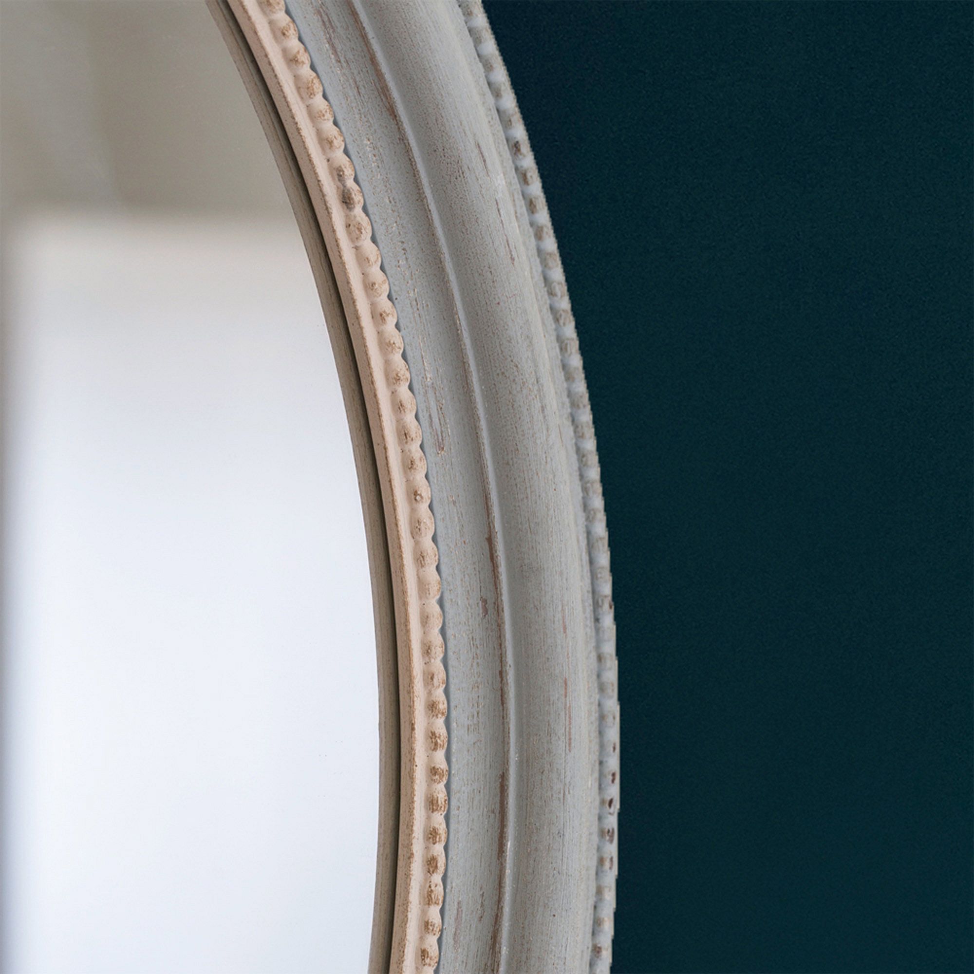 Frenchie Blue Grey Wall Mirror | Pale Grey Oval Wall Mirror