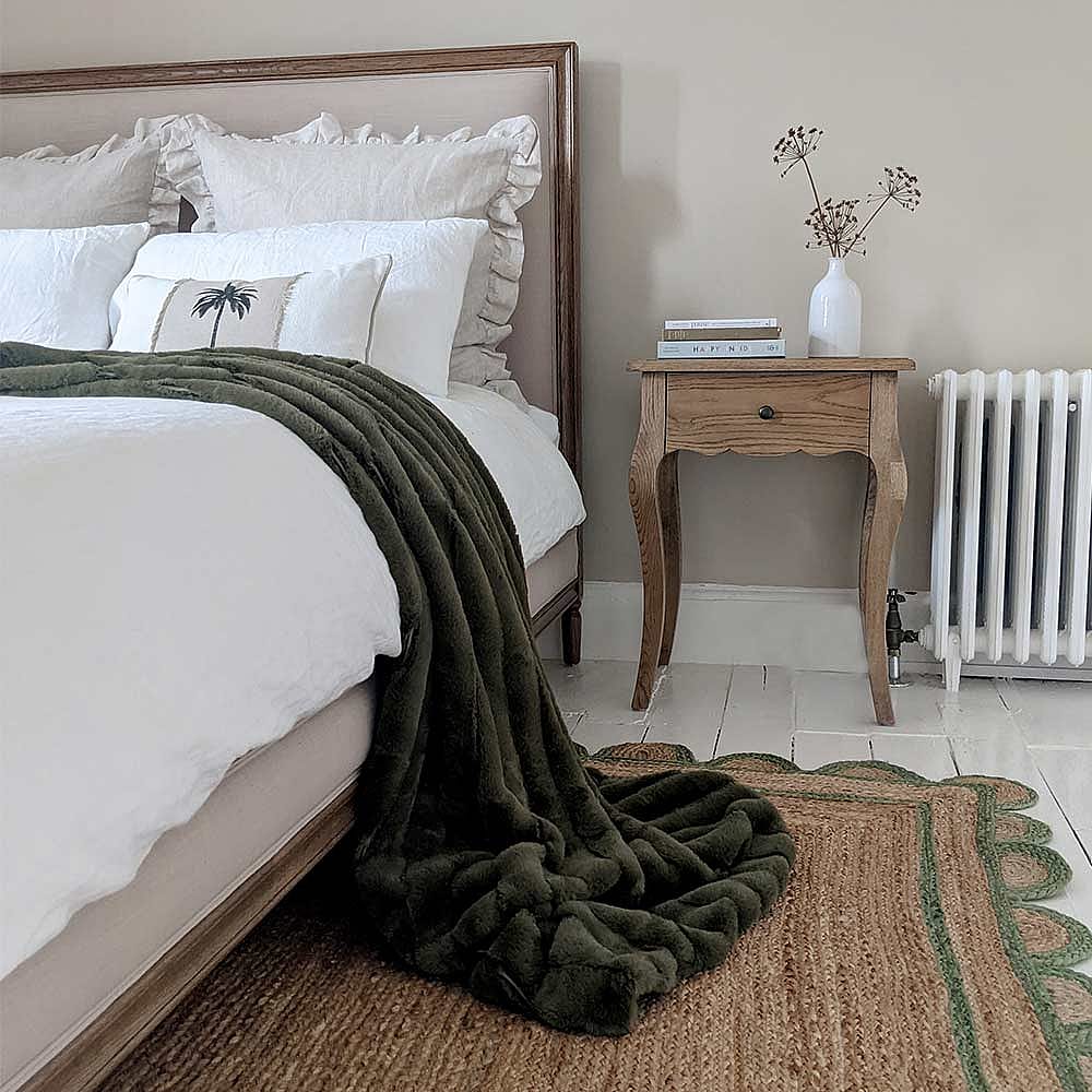 Norwegian Spruce Faux Fur Throw | Deep Green Ribbed Super Soft Faux Fur ...