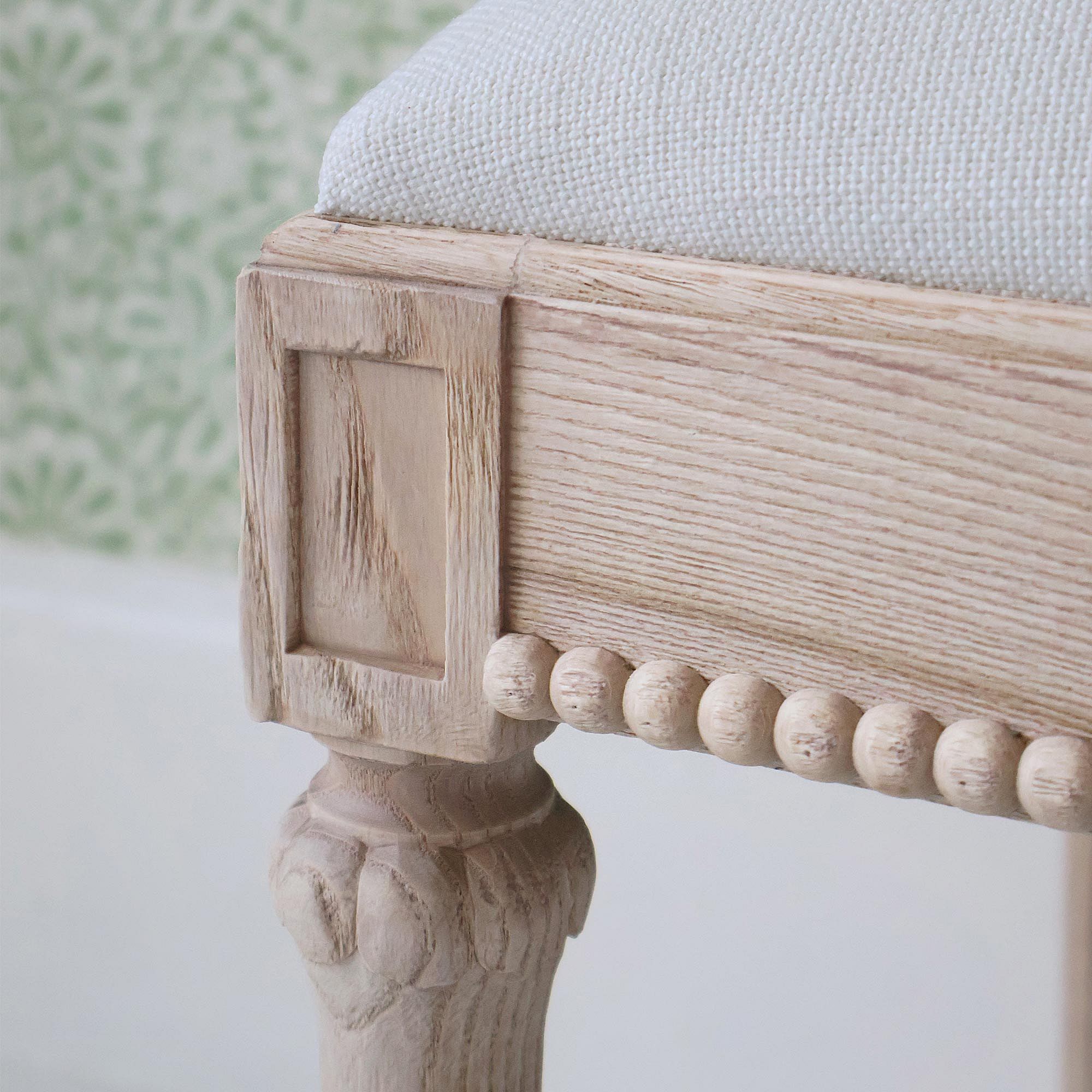 Gustavian Dressing Stool | Netural Taupe Upholstered Wooden Dressing ...