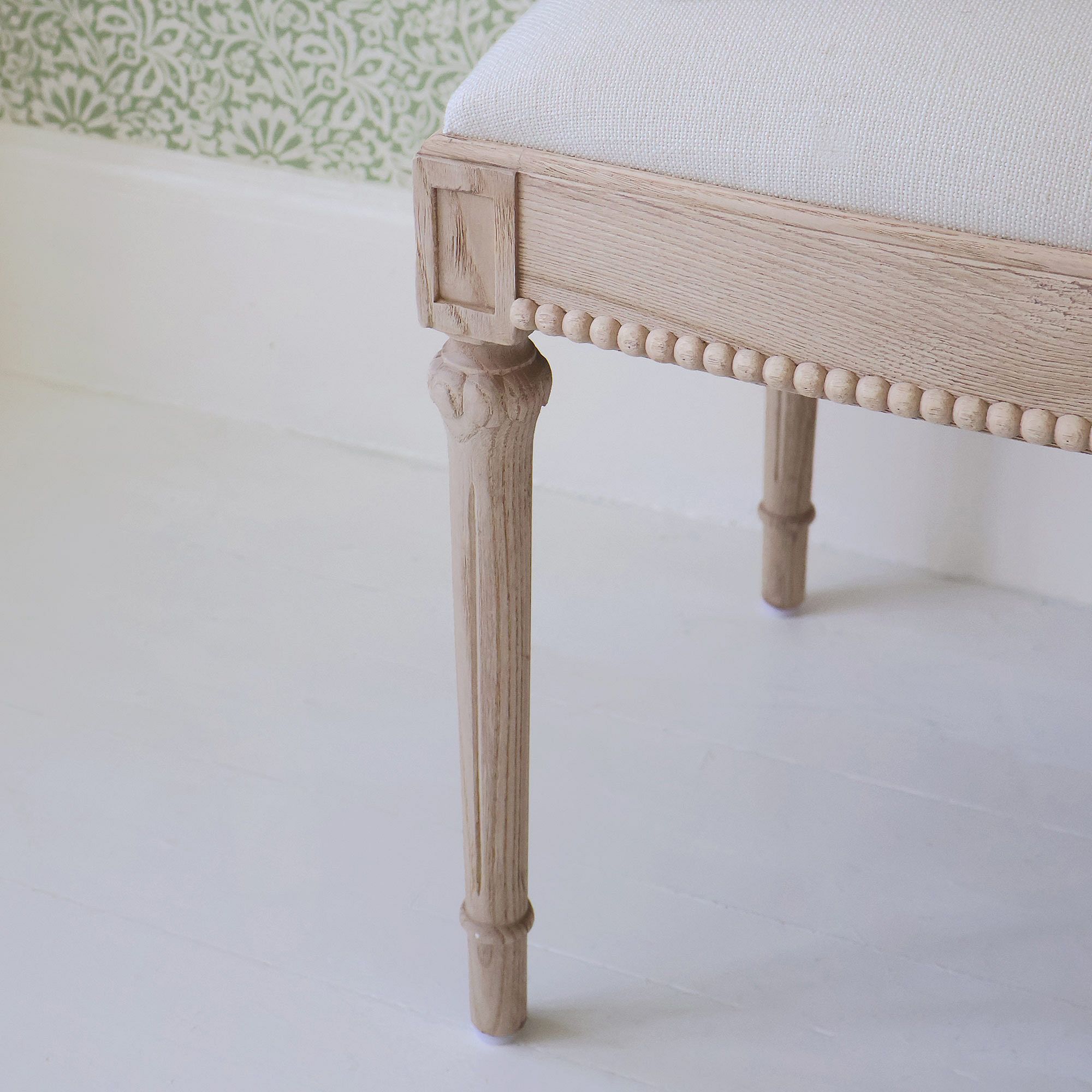 Gustavian Dressing Stool | Netural Taupe Upholstered Wooden Dressing ...