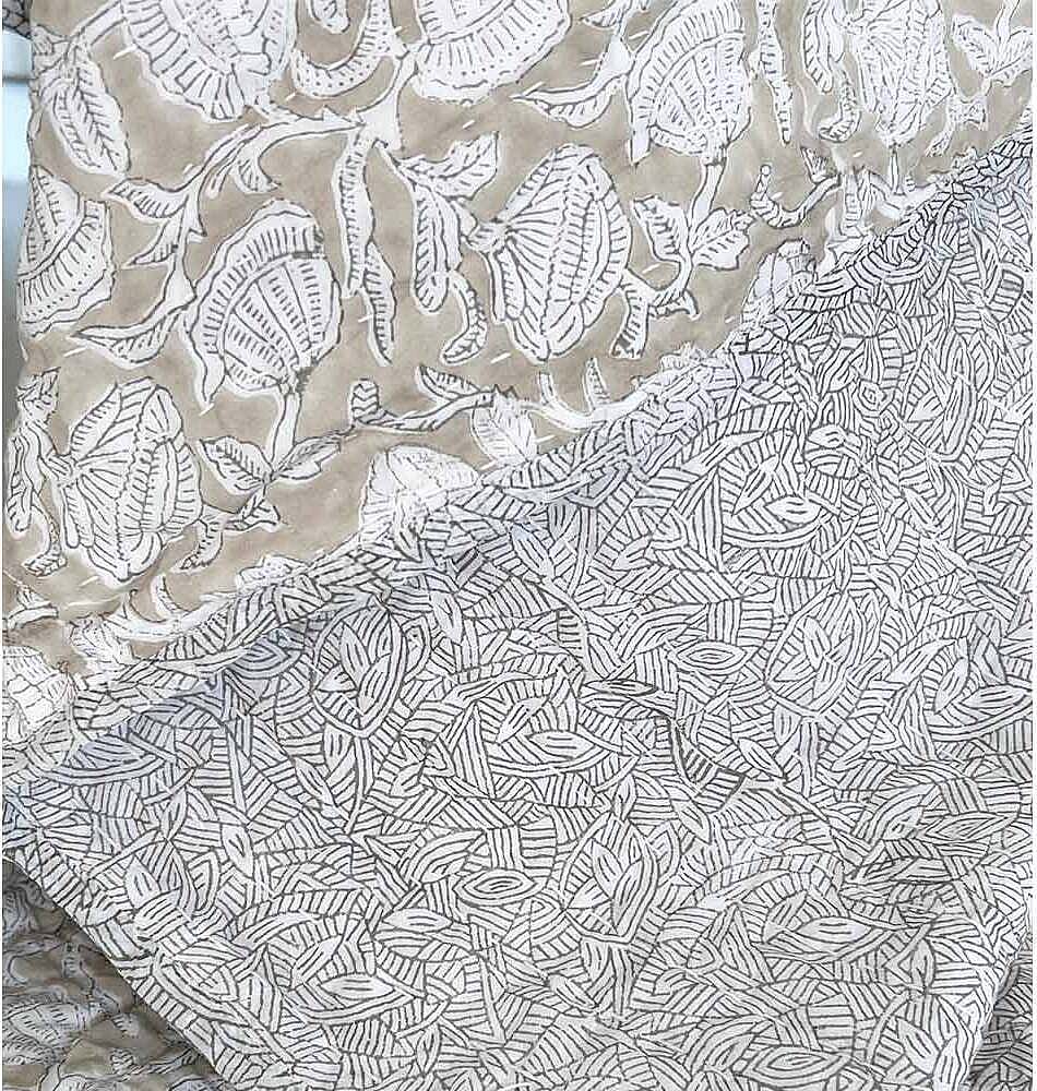 Chai Latte Block Print Bedspread | Lightweight Quilted Block Printed ...