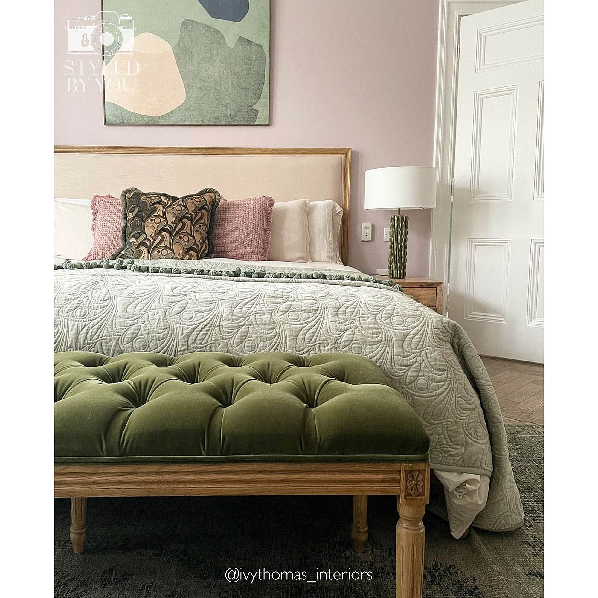 Love Story Green Velvet Bench | Hand-Carved Oak Frame Bench Upholstered ...