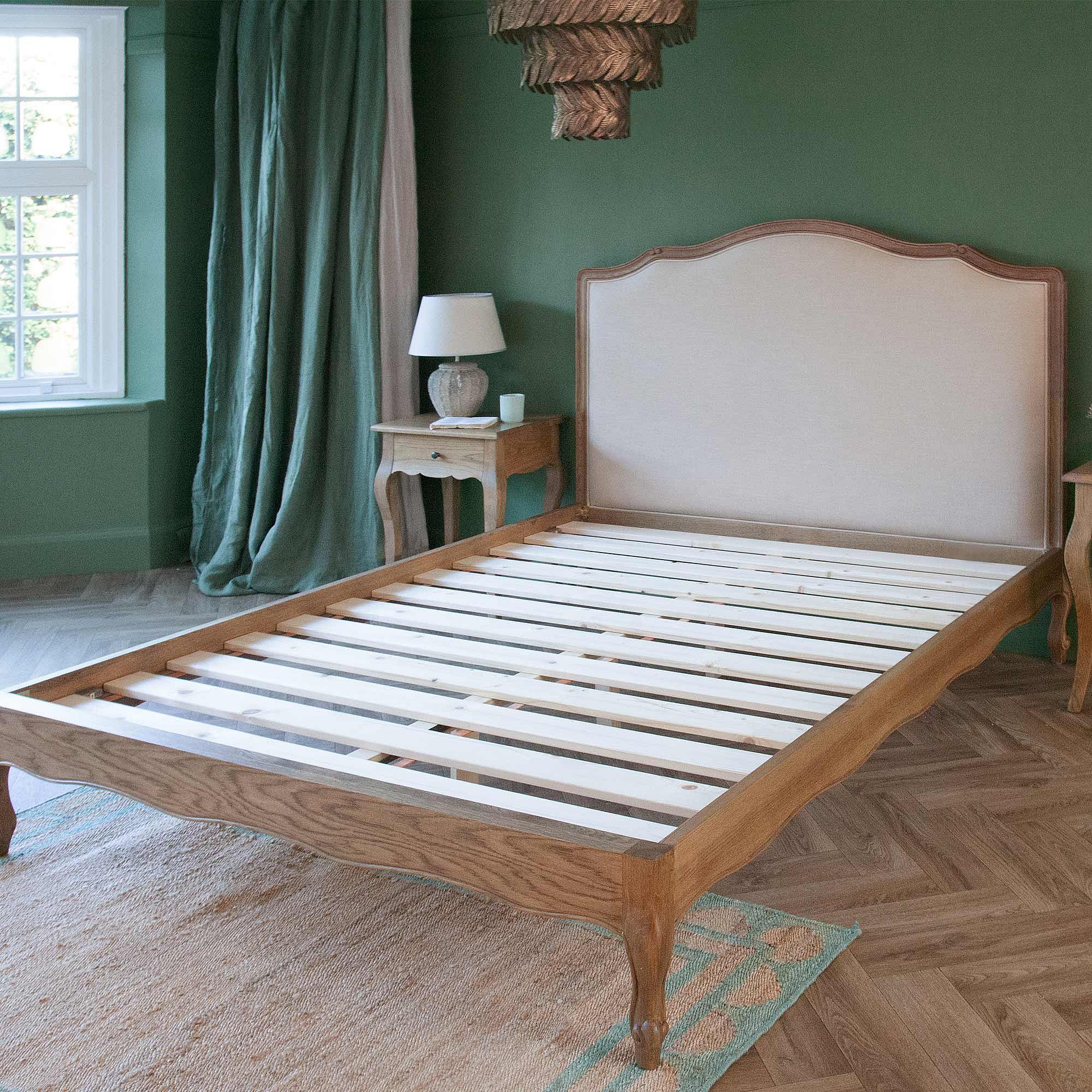 Love Story Natural Linen Upholstered Bed | Framed Oak Bed with ...