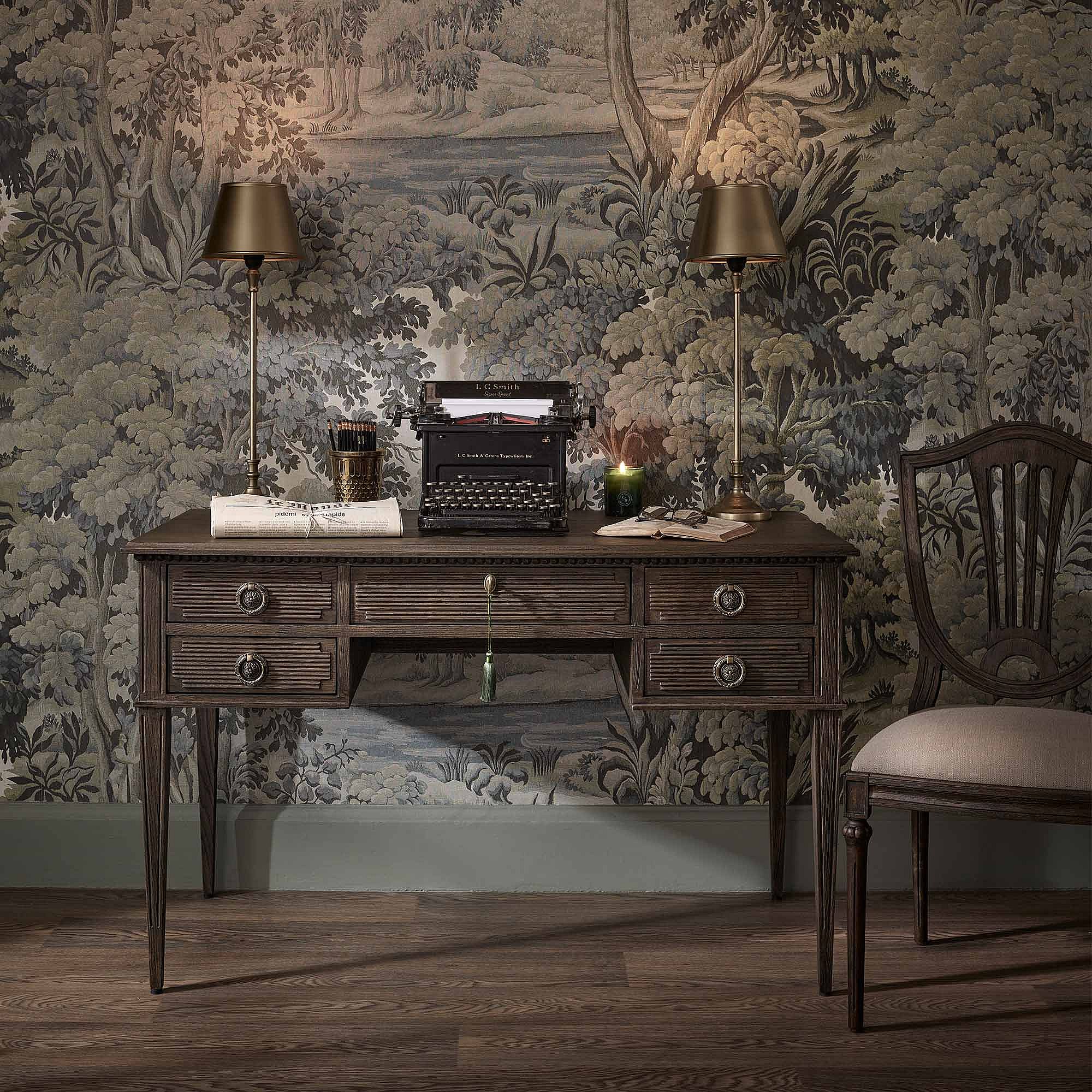 Madison Antique Brass Table Lamp | Contemporary Tall Slim Brass Table Lamp