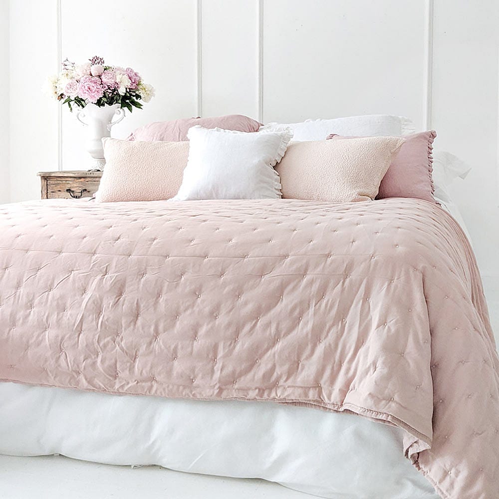 Peachskin Quilted Bedspread in Petal Pink | Award Winning Super Soft ...