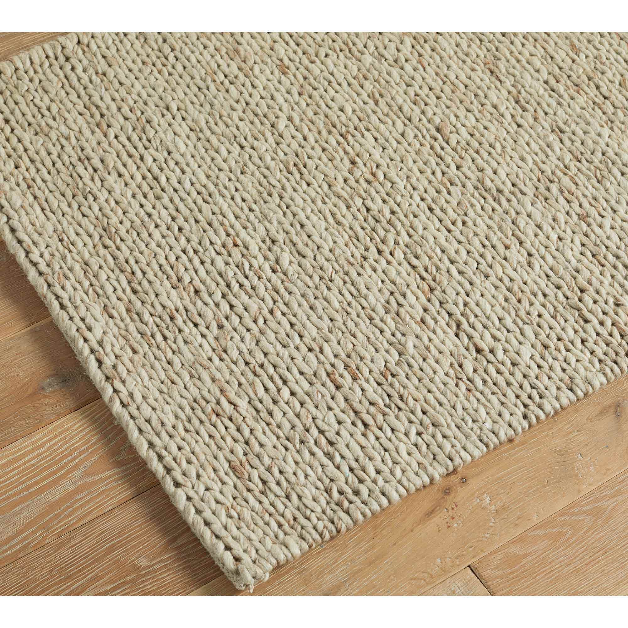 Natural Woven Rug | Plait Wool Rug in Natural