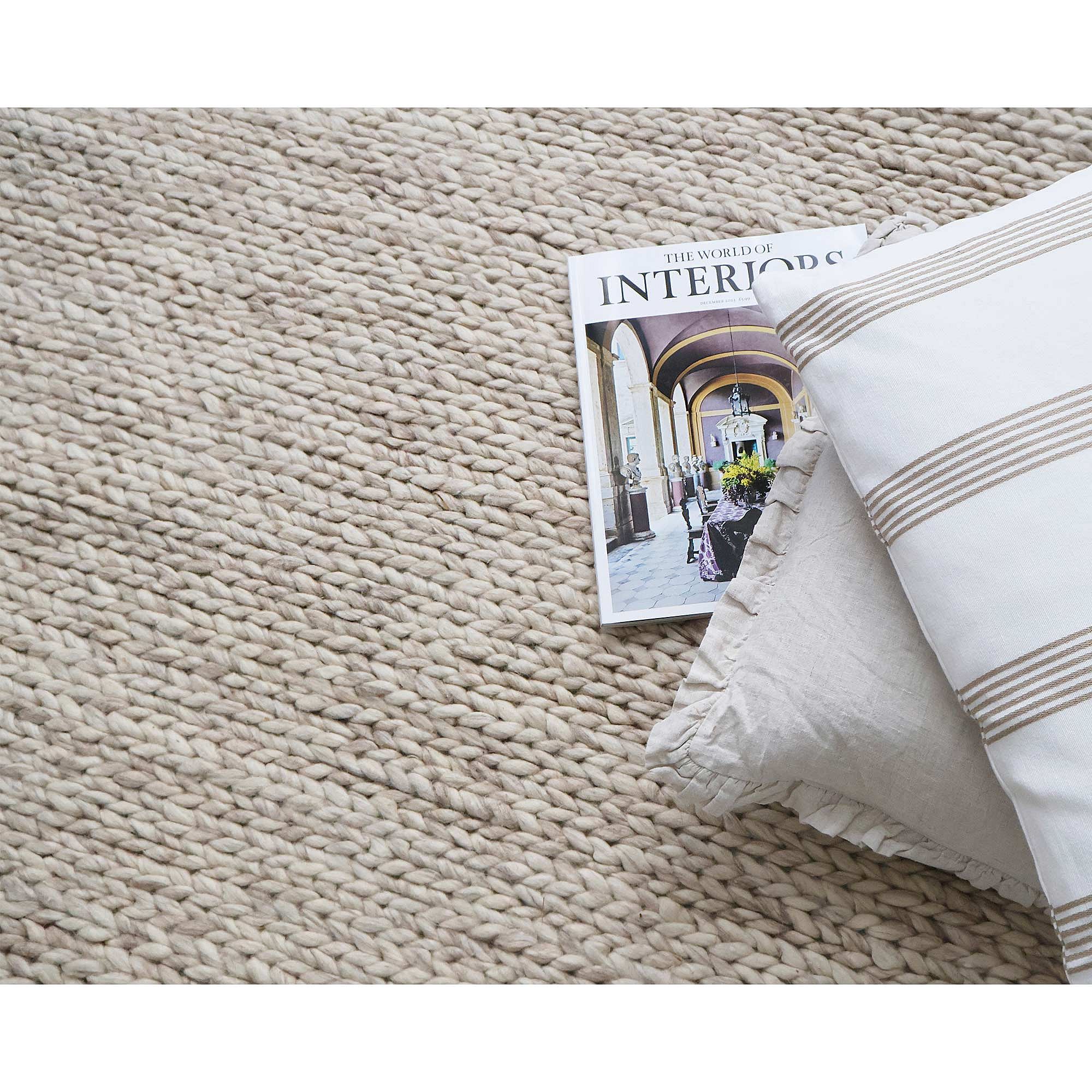 Natural Woven Rug | Plait Wool Rug in Natural