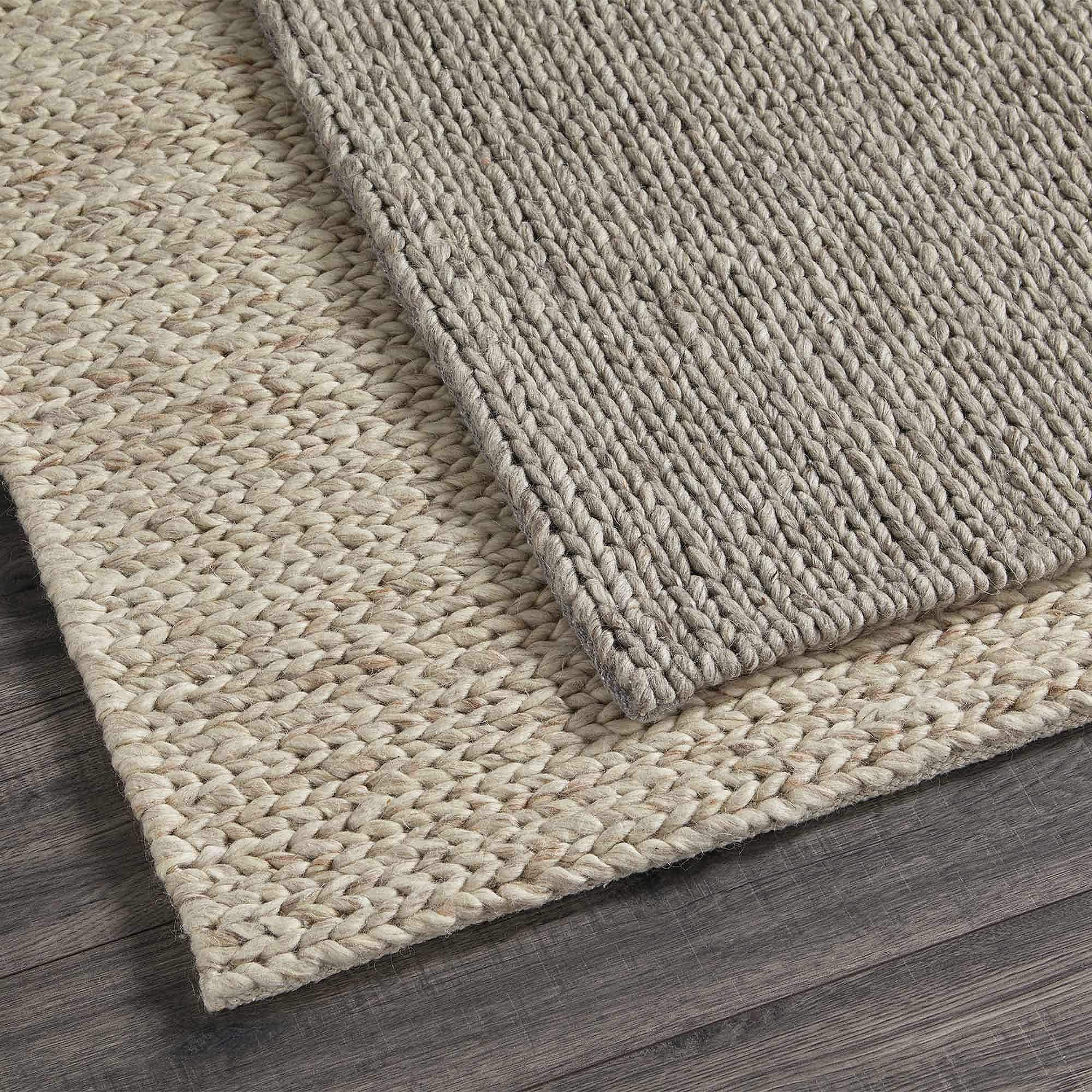Natural Woven Rug | Plait Wool Rug in Natural