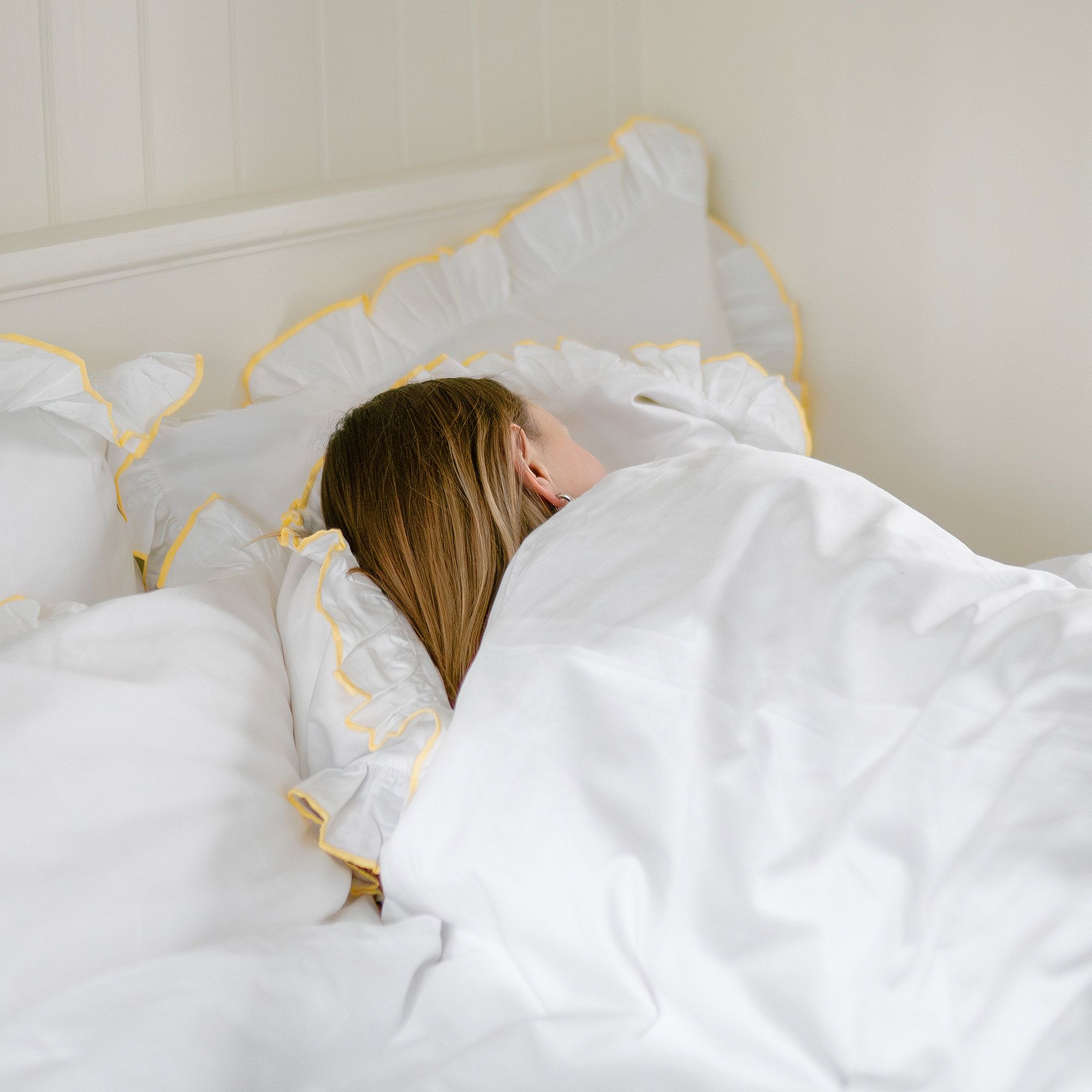 Provence Ruffle Bed Linen Bundle in Butter | 100% Cotton Sateen Frilled ...