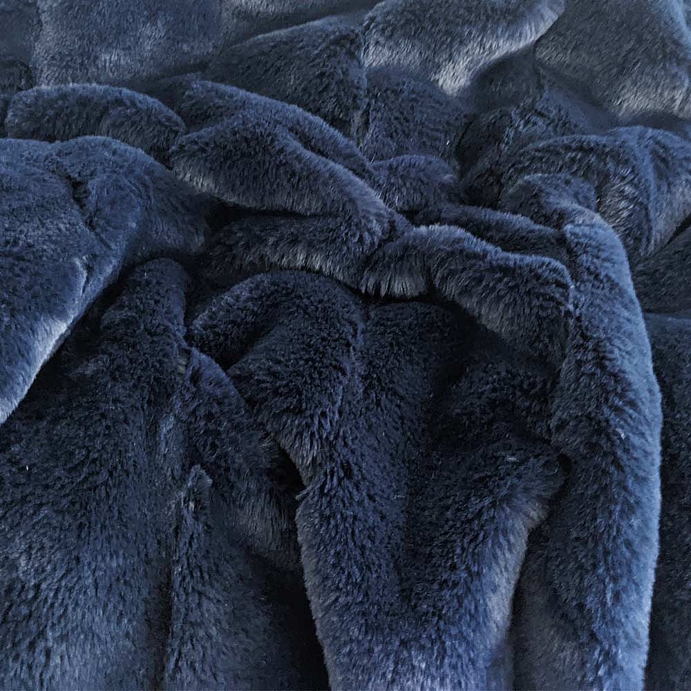 Mimi Faux Fur Throw in Rich Navy | Soft Faux Fur Blue Throw Bedspread ...