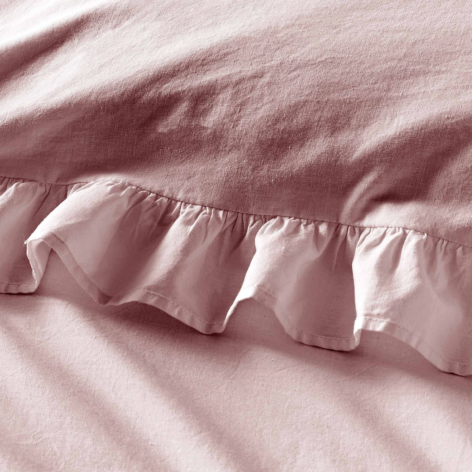 Romance Ruffle Cotton Bed Linen Set in Lavender | Frilled Ruffle Trim ...