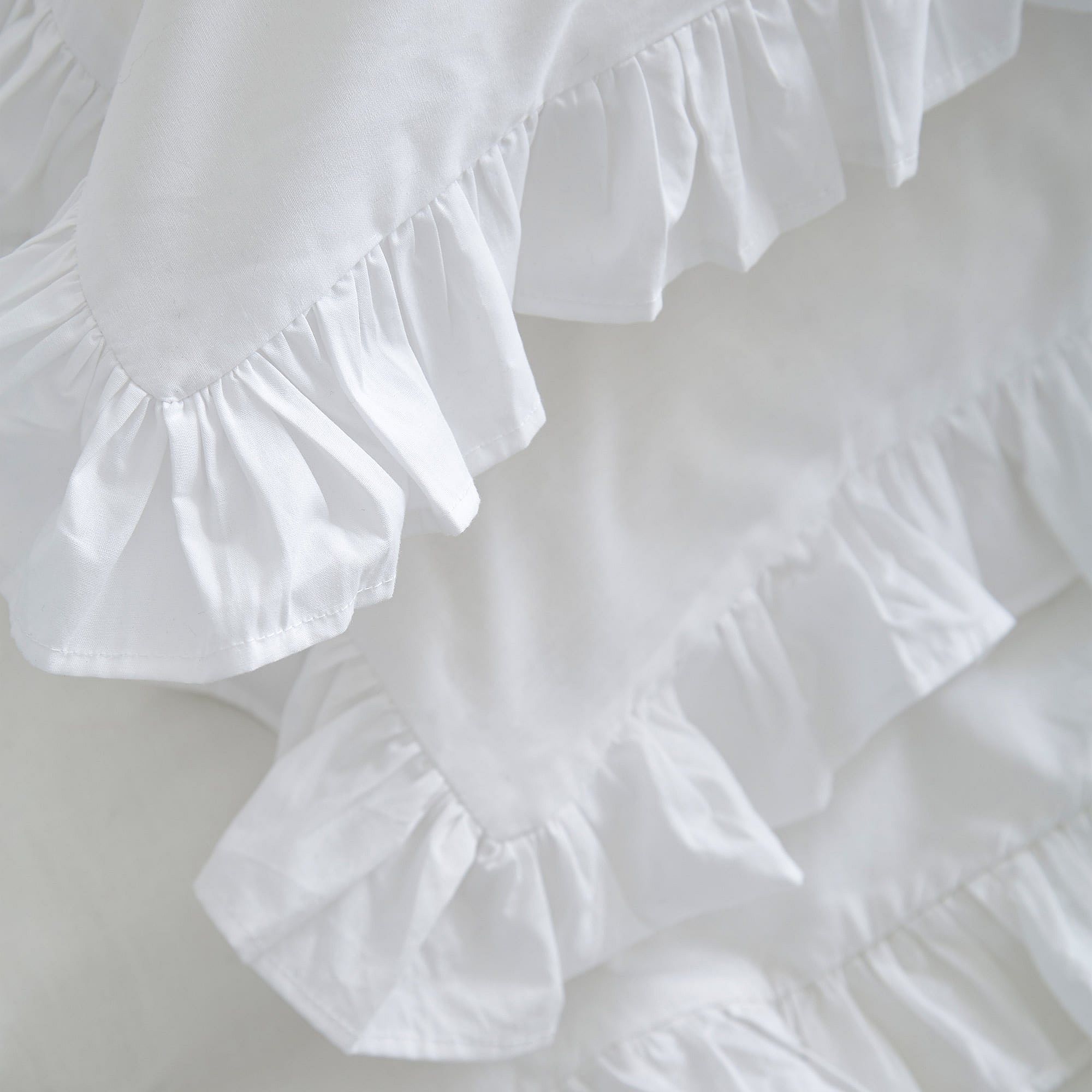 Romance Ruffle Cotton Bed Linen Set | Frill Edge White Cotton Bed Linen ...