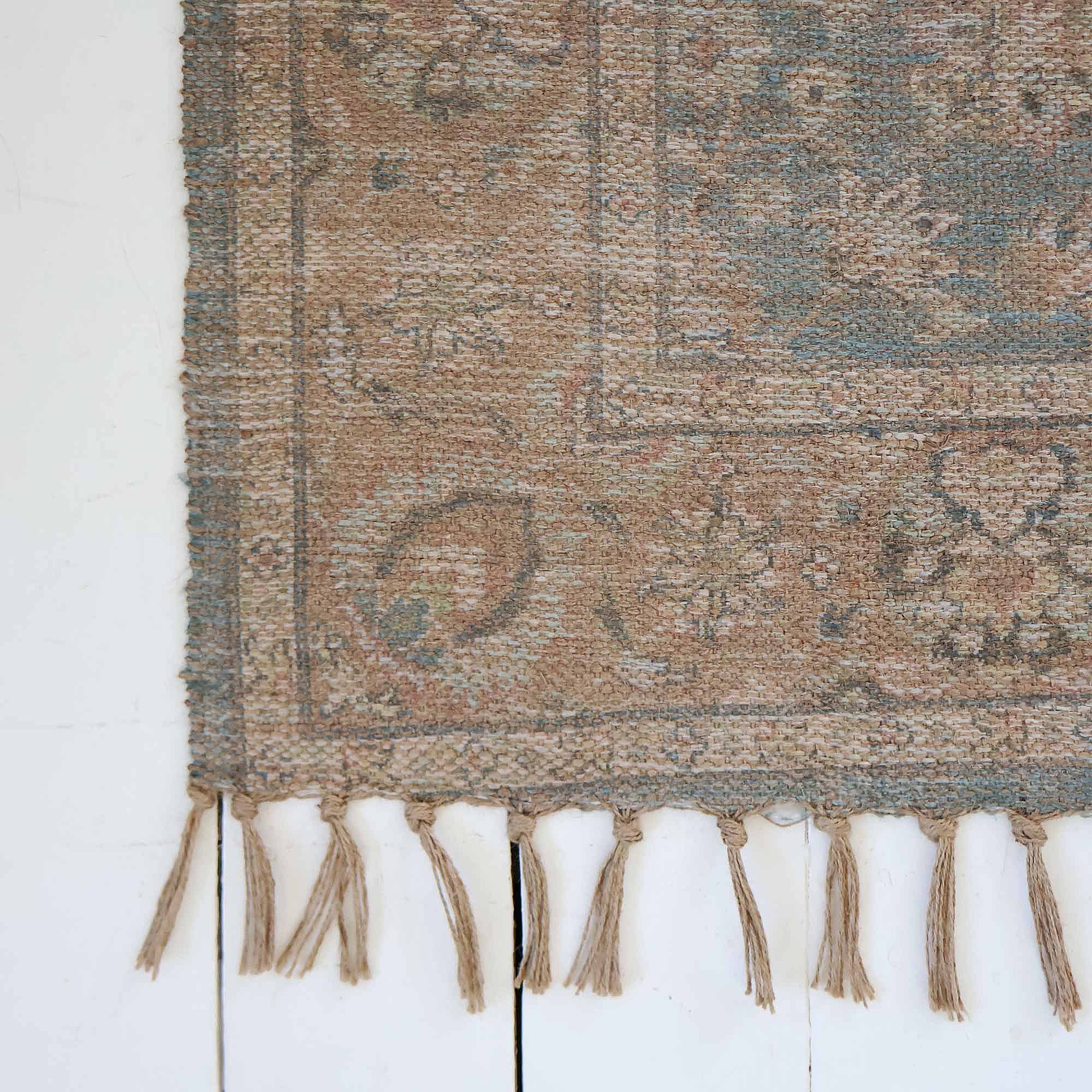 Soft Landings Blue Jute Rug | Woven Tapestry Rug Made From Jute and ...
