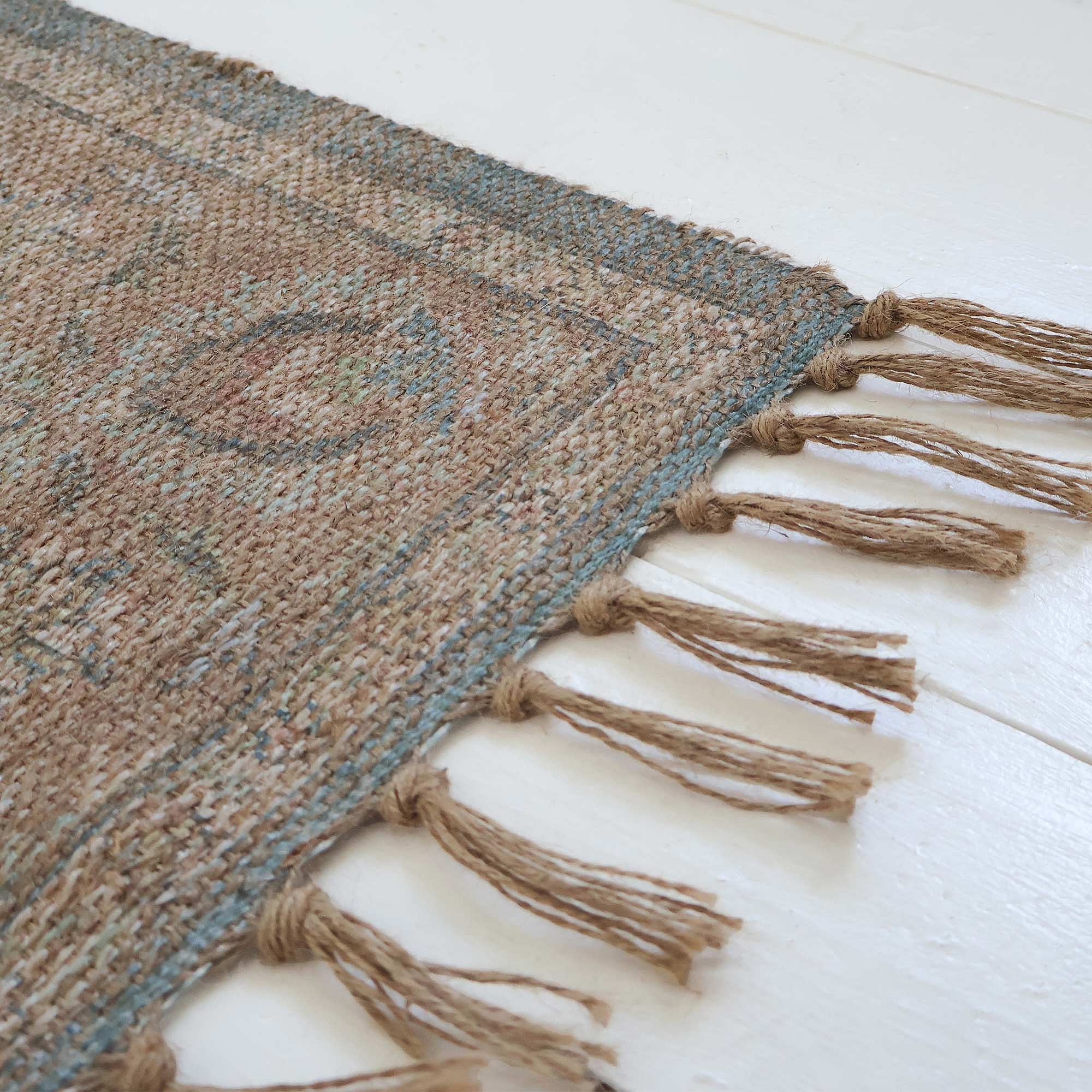 Soft Landings Blue Jute Rug | Woven Tapestry Rug Made From Jute and ...