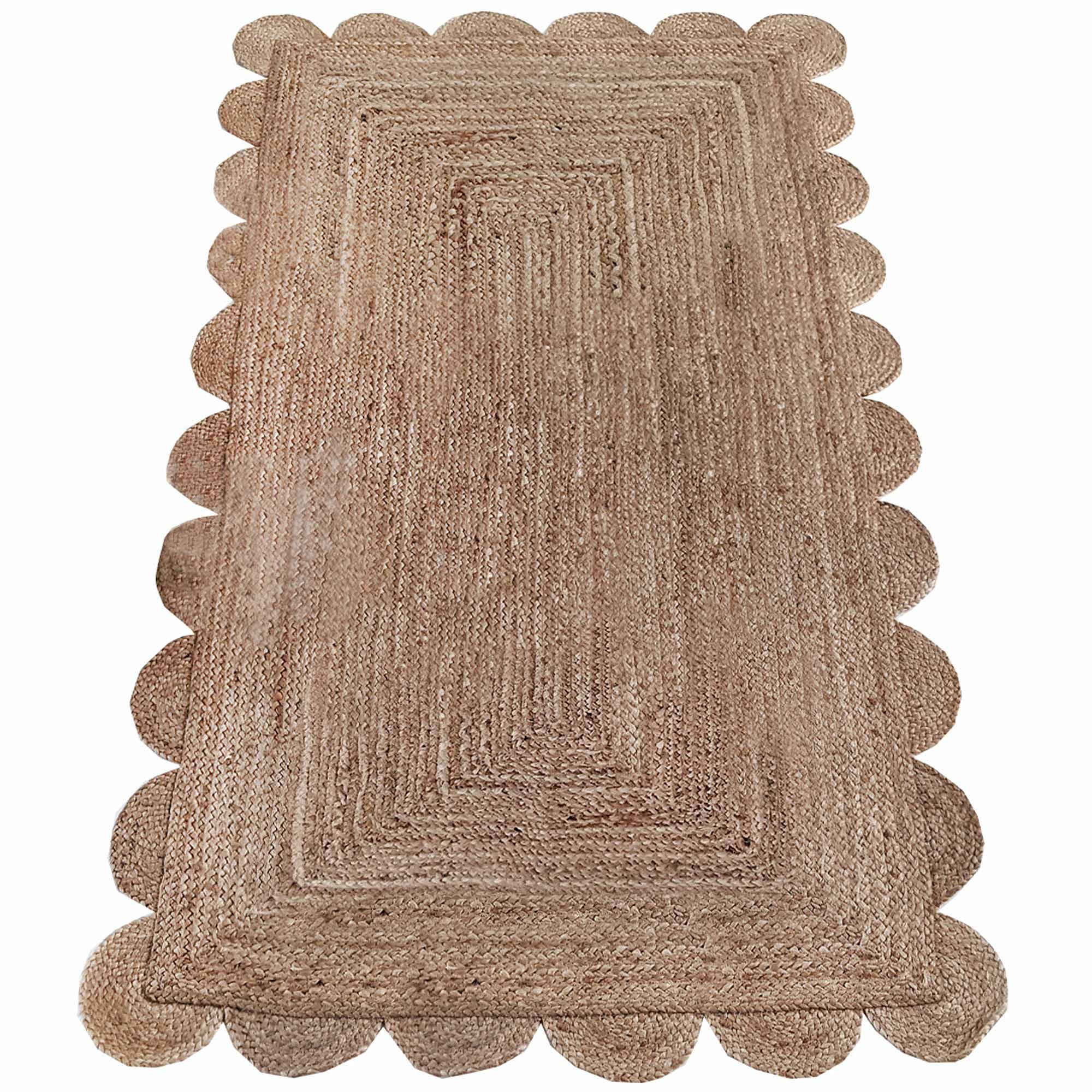 Sundar Scallop Natural Jute Rug | Scalloped Edge Jute Rug Floor Mat