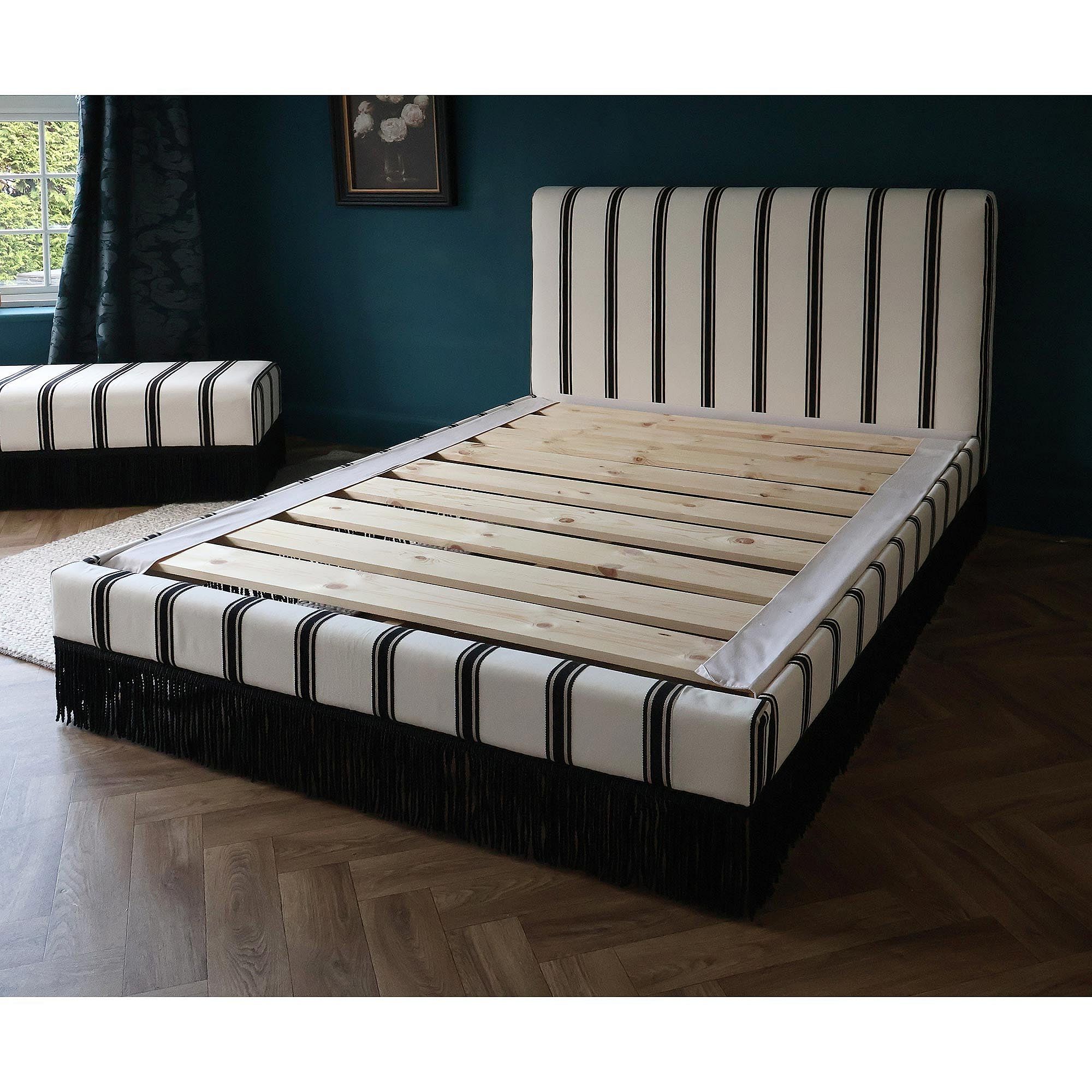 The Granville Stripe Upholstered Bed | Square Frame Upholstered Bed ...