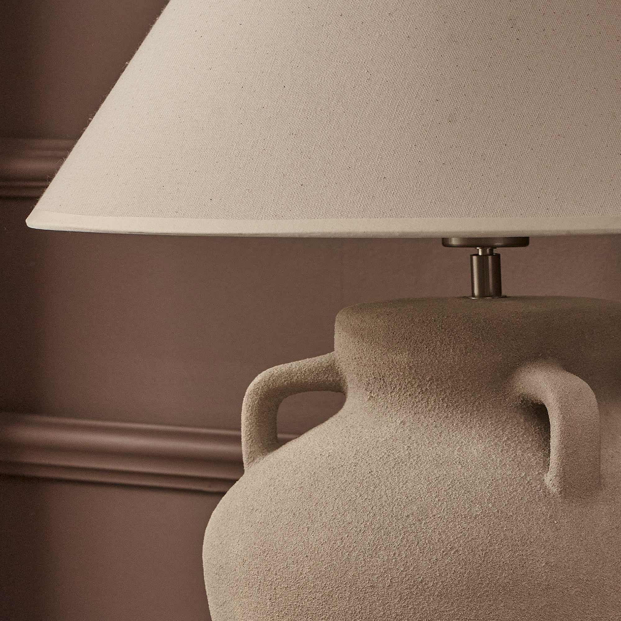The Love Handles Lamp | Earthenware Table Lamp with Cotton Linen Shade