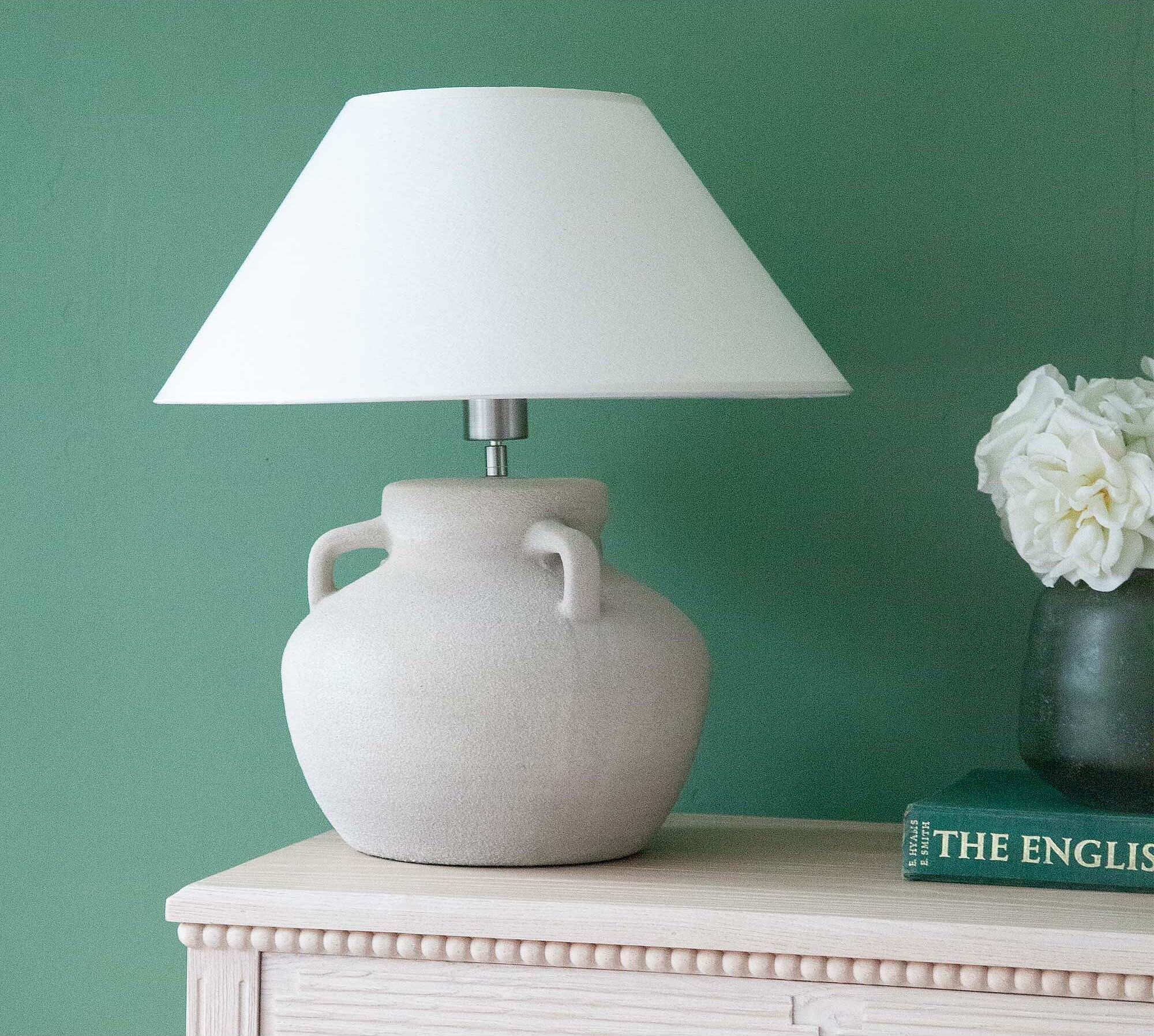 The Love Handles Lamp | Earthenware Table Lamp with Cotton Linen Shade