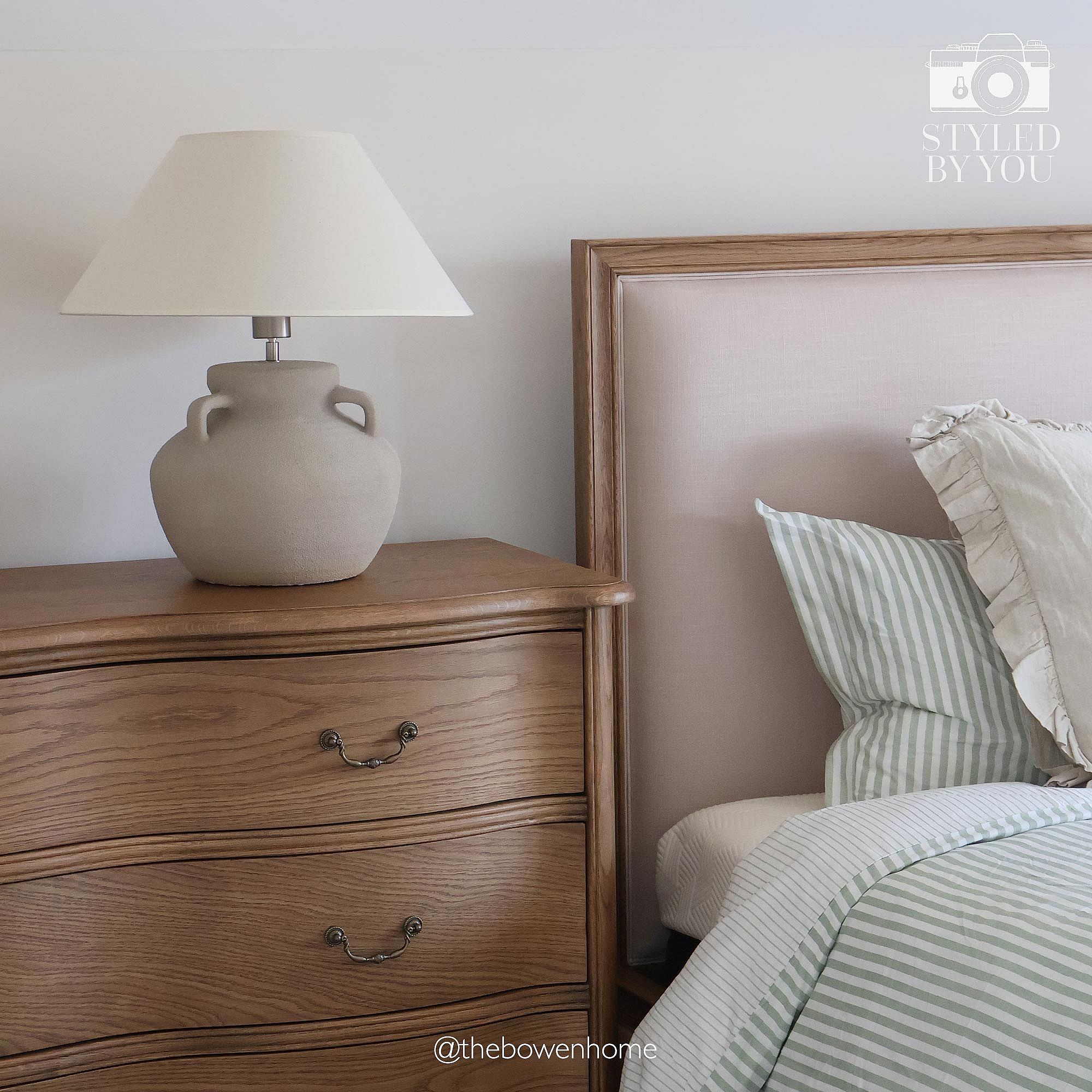 The Love Handles Lamp | Earthenware Table Lamp with Cotton Linen Shade