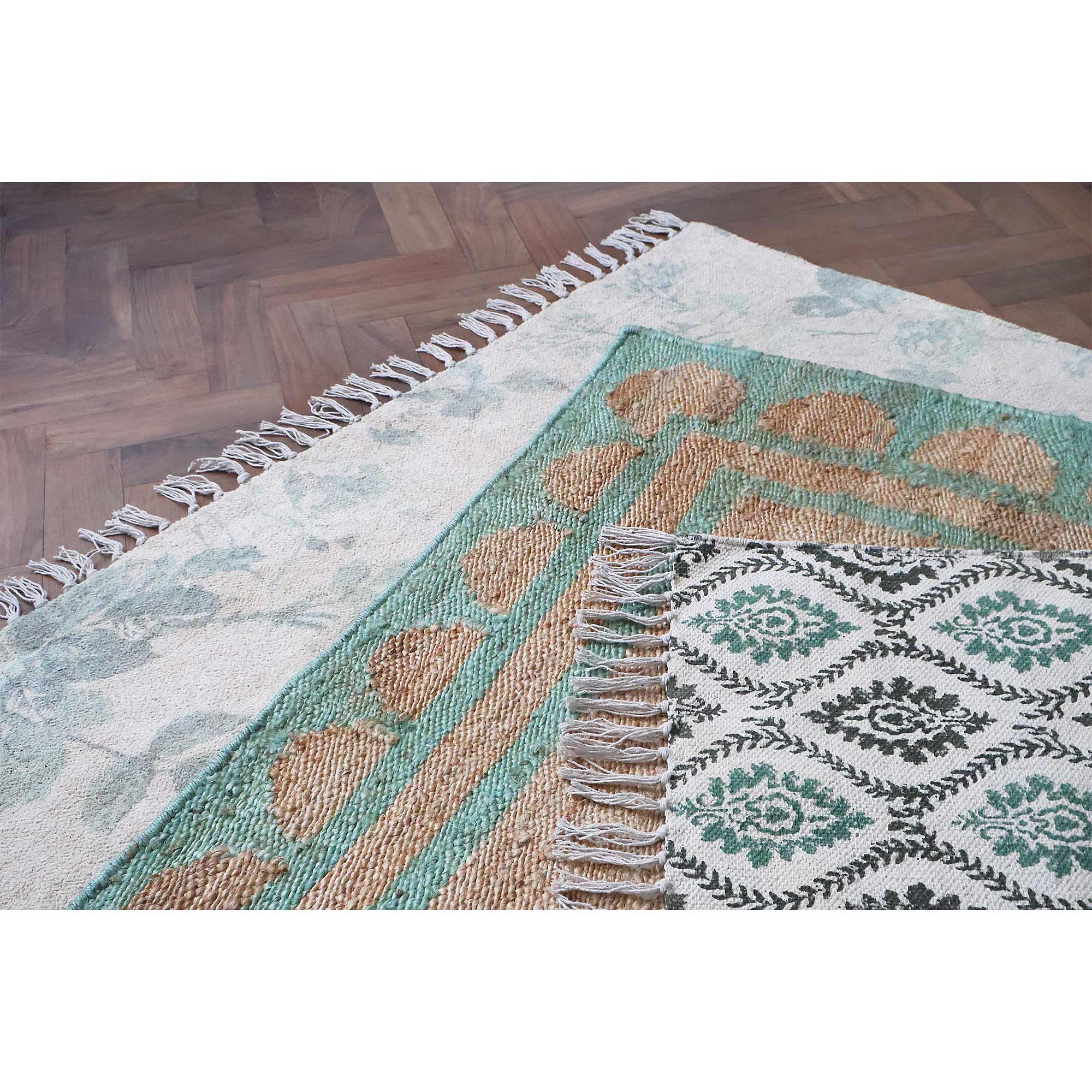 Tumbling Roses Rug | Floral Vintage Style Rug in a Green Floral Pattern