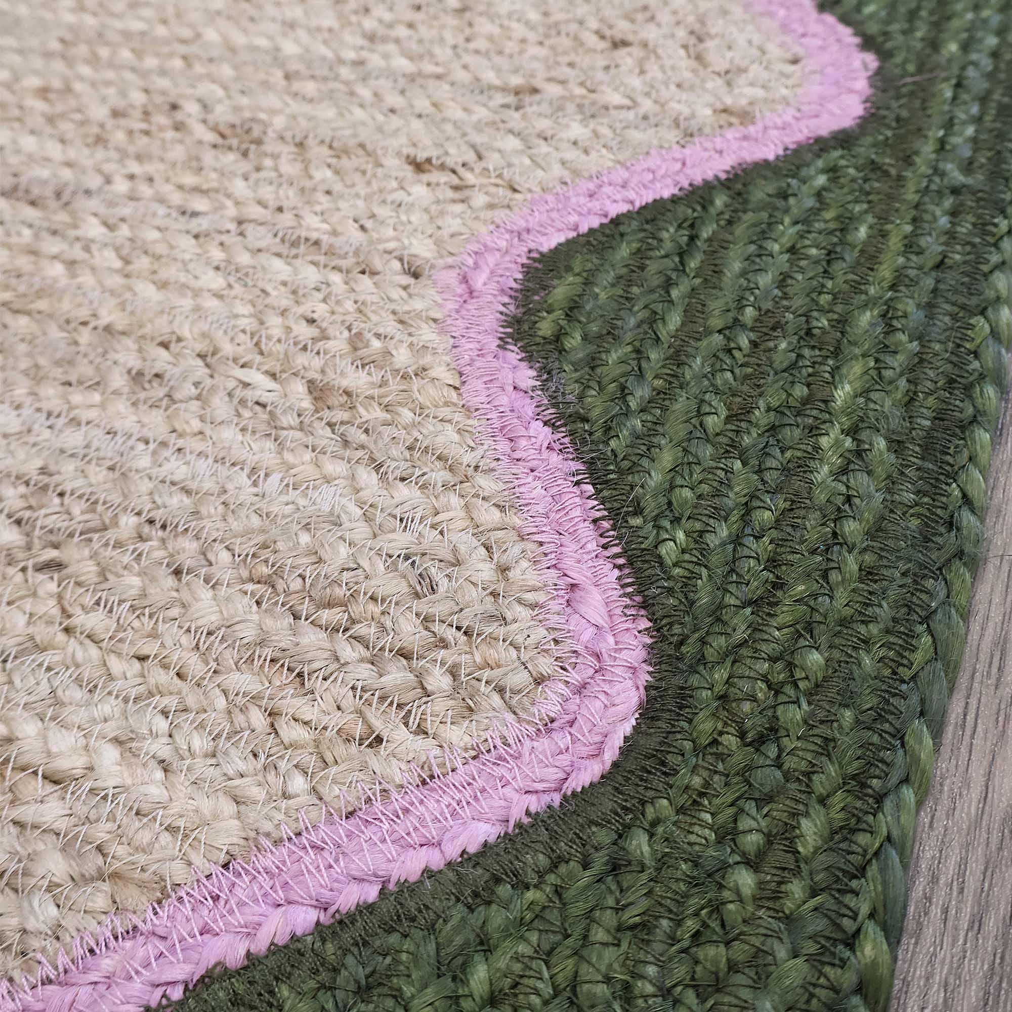 Scallop Wave Runner in Olive | Hand-Woven Organic Jute Runner in Dark ...